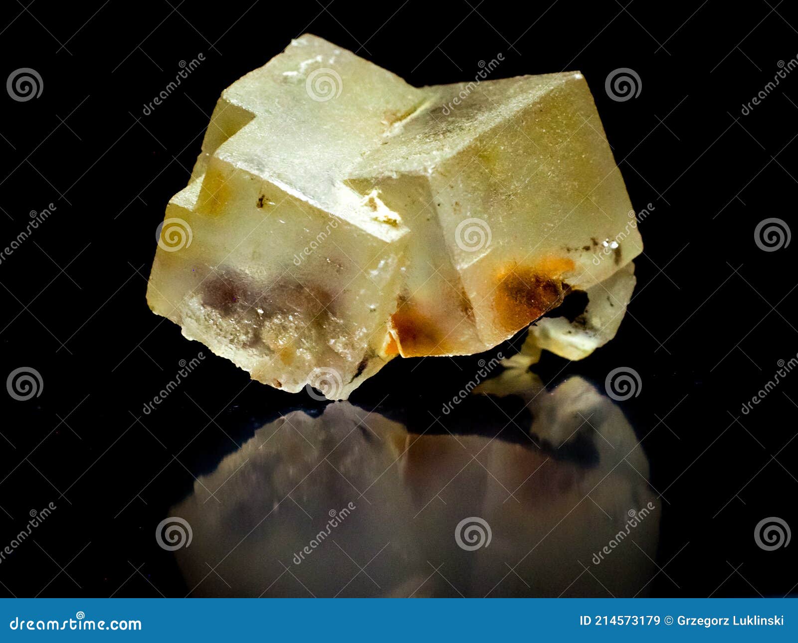 Halite Crystal Cluster Front View On Black Background Stock Photo ...