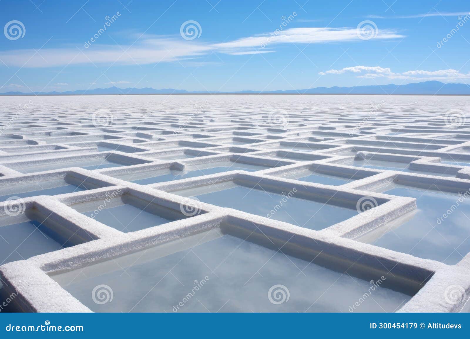 Salt Lagoon Divided by Paths, Creating a Geometric Pattern Stock Image ...