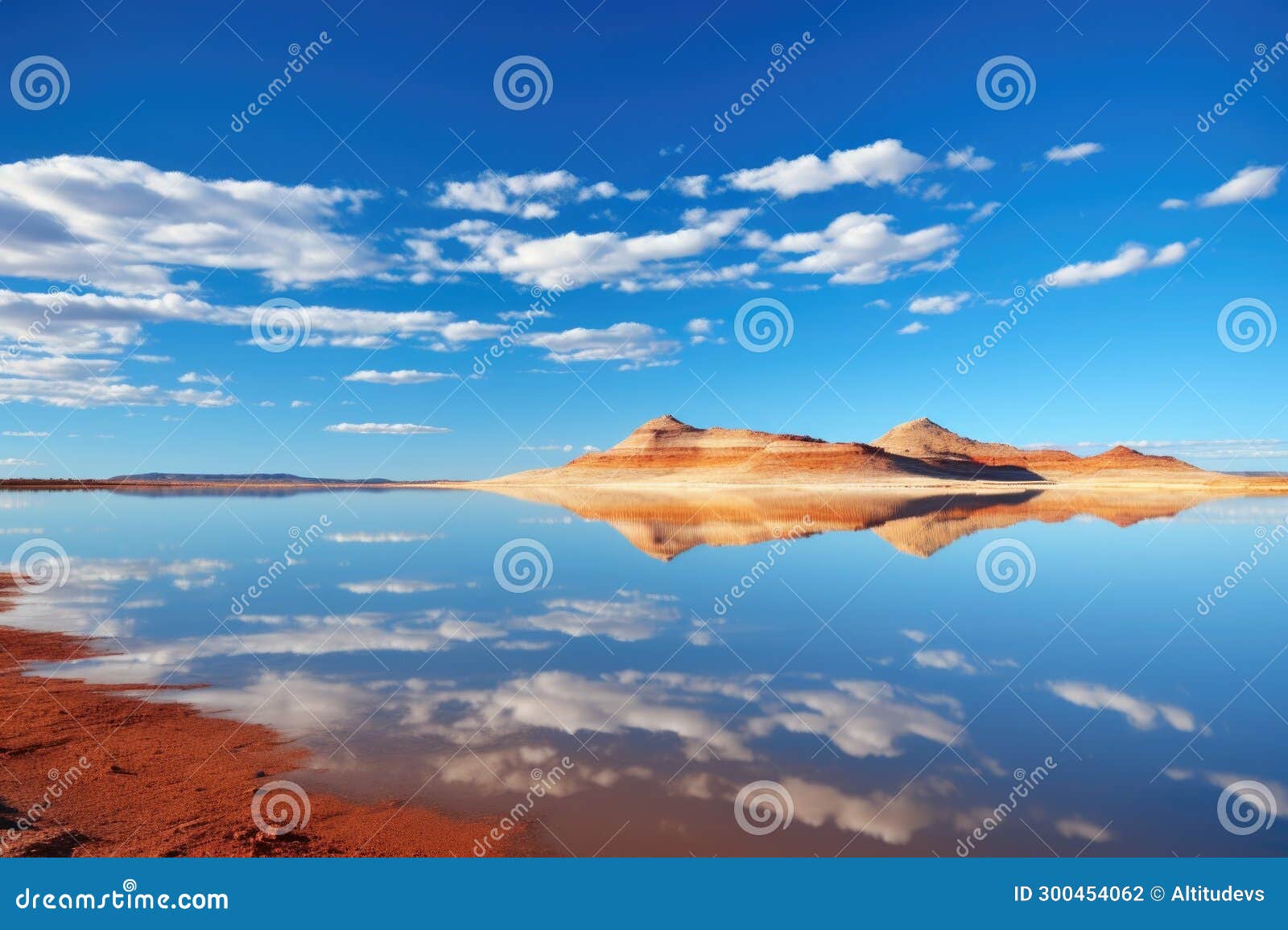 Salt Lagoon with a Reflection of a Clear Blue Sky Stock Photo - Image ...