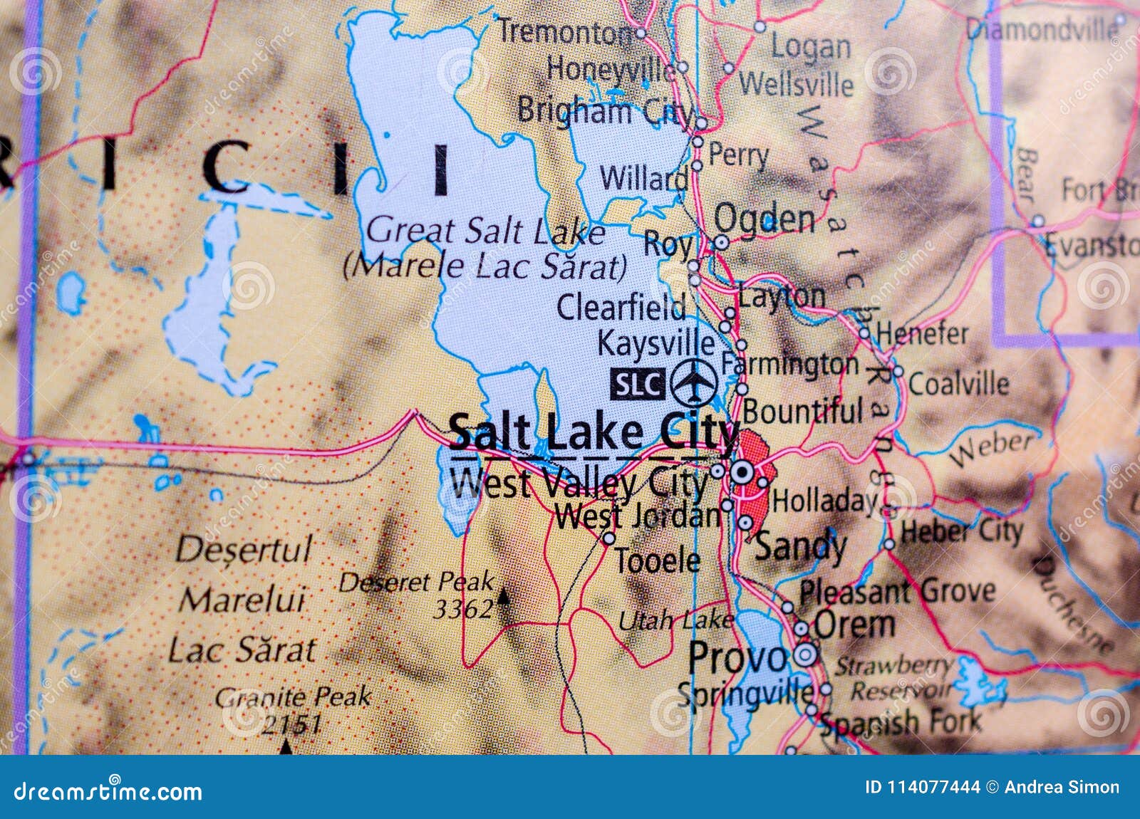 Salt Lake City sulla mappa fotografia stock. Immagine di programmi ...