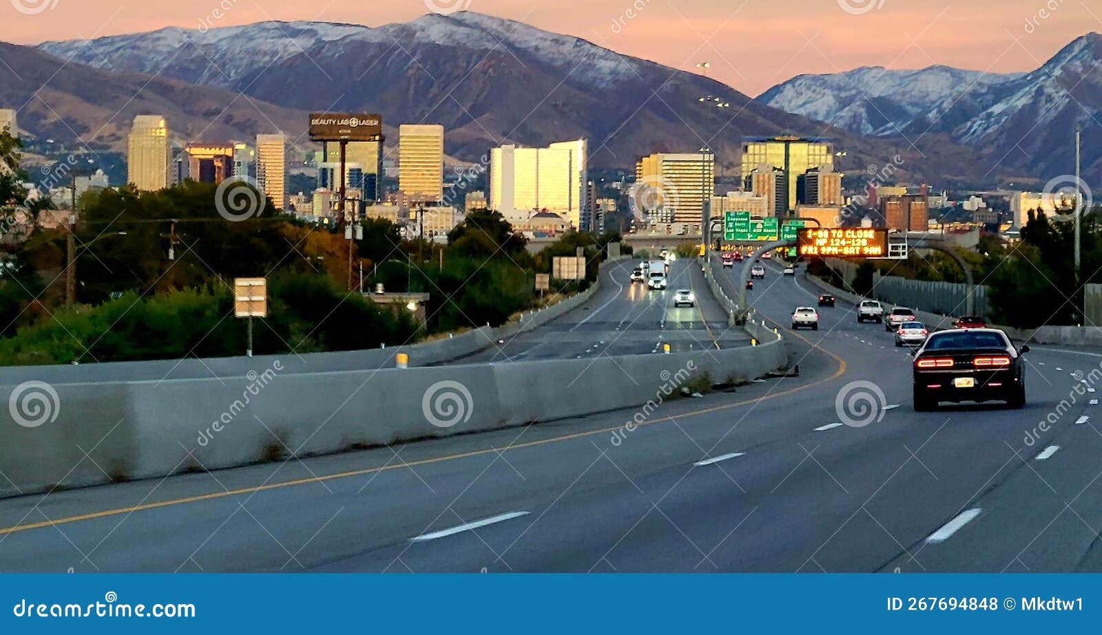 Salt Lake City Utah at Sunset Highway Editorial Stock Photo - Image of ...