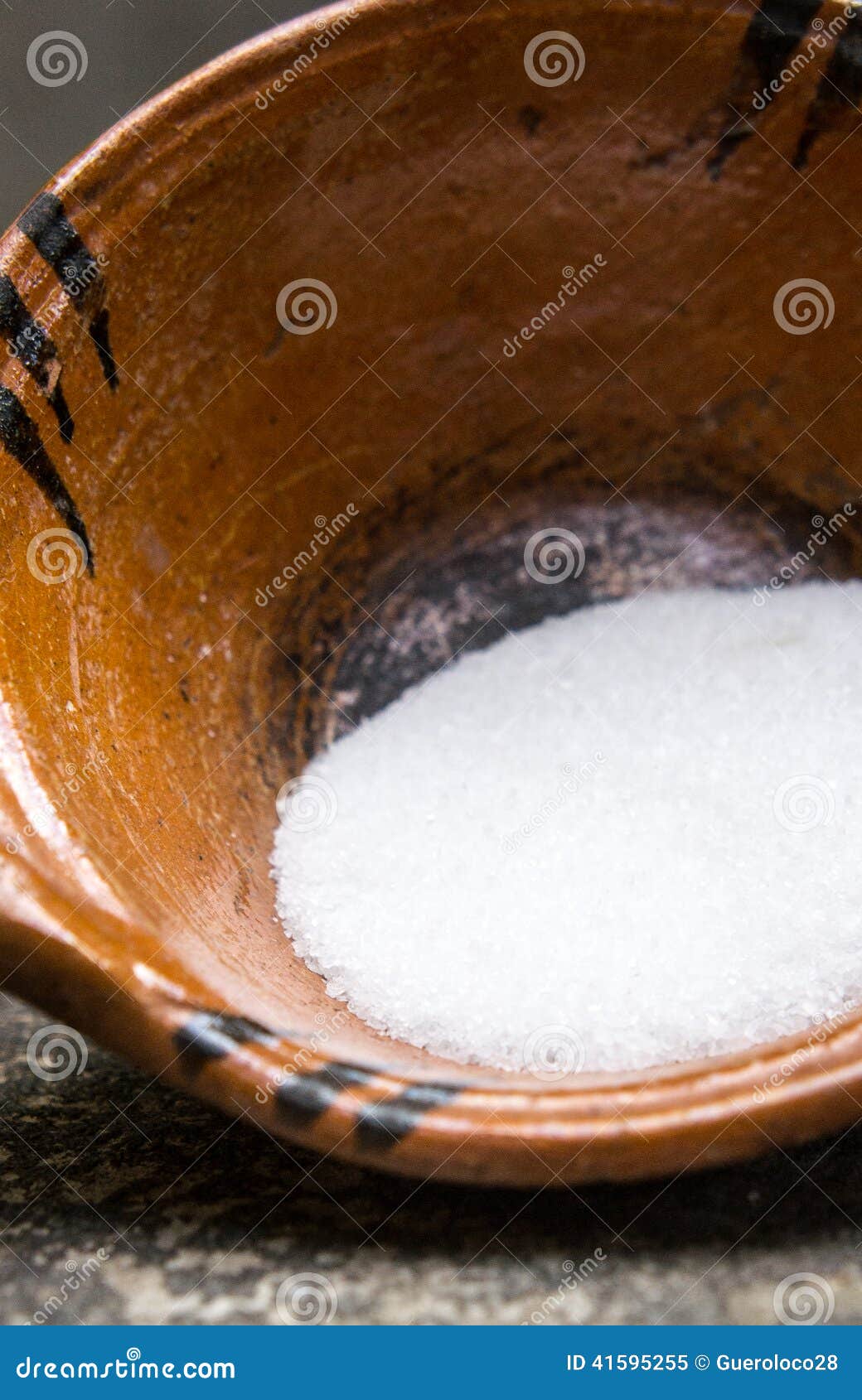 Salt in Mexican Pottery Bowl Stock Image - Image of refined, iodized ...