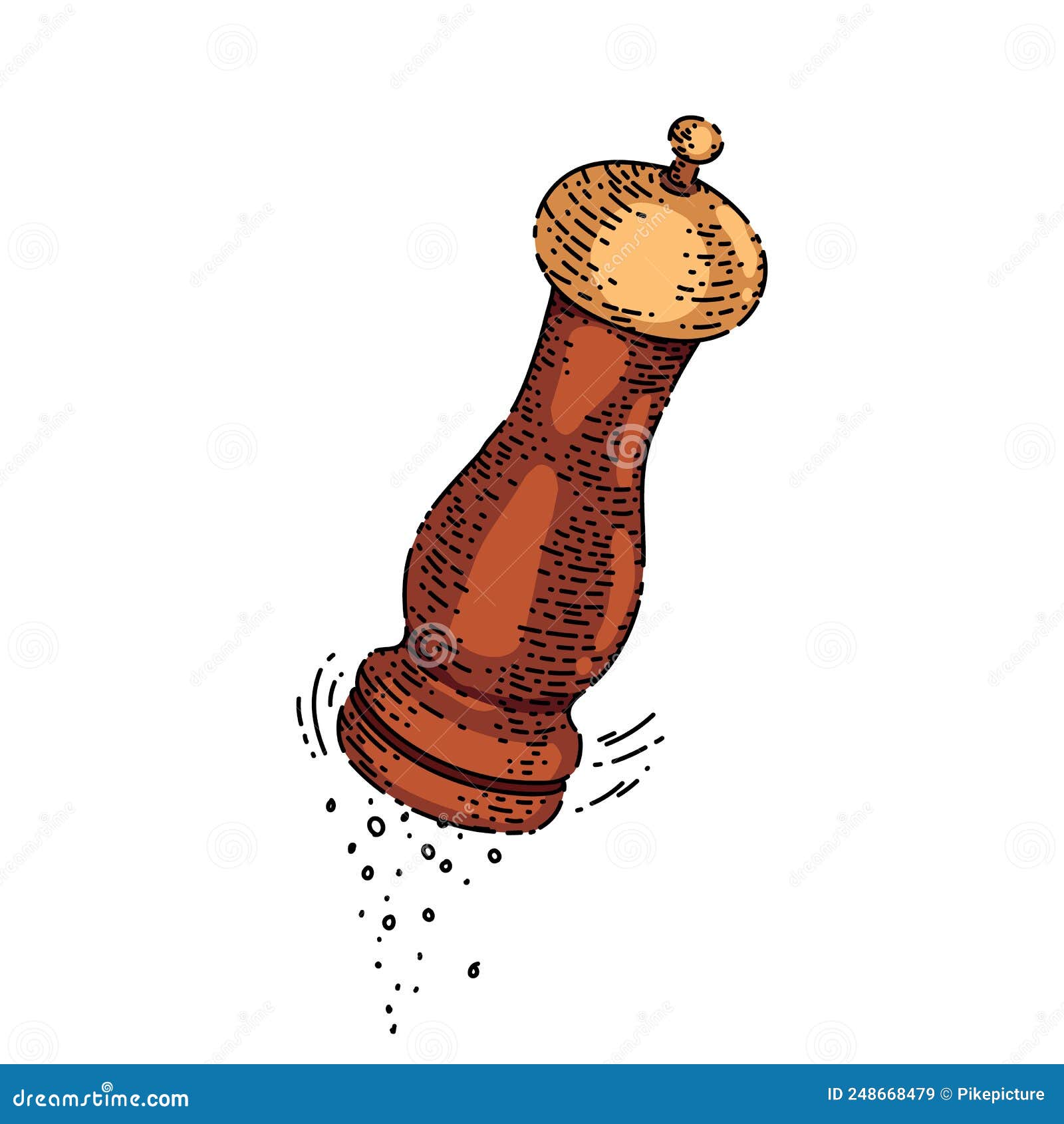 Salt Mill Mechanical Sketch Hand Drawn Vector Stock Vector ...