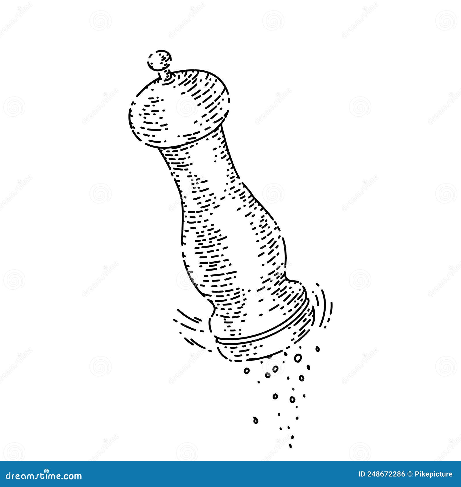 Salt Mill Mechanical Sketch Hand Drawn Vector Stock Illustration ...