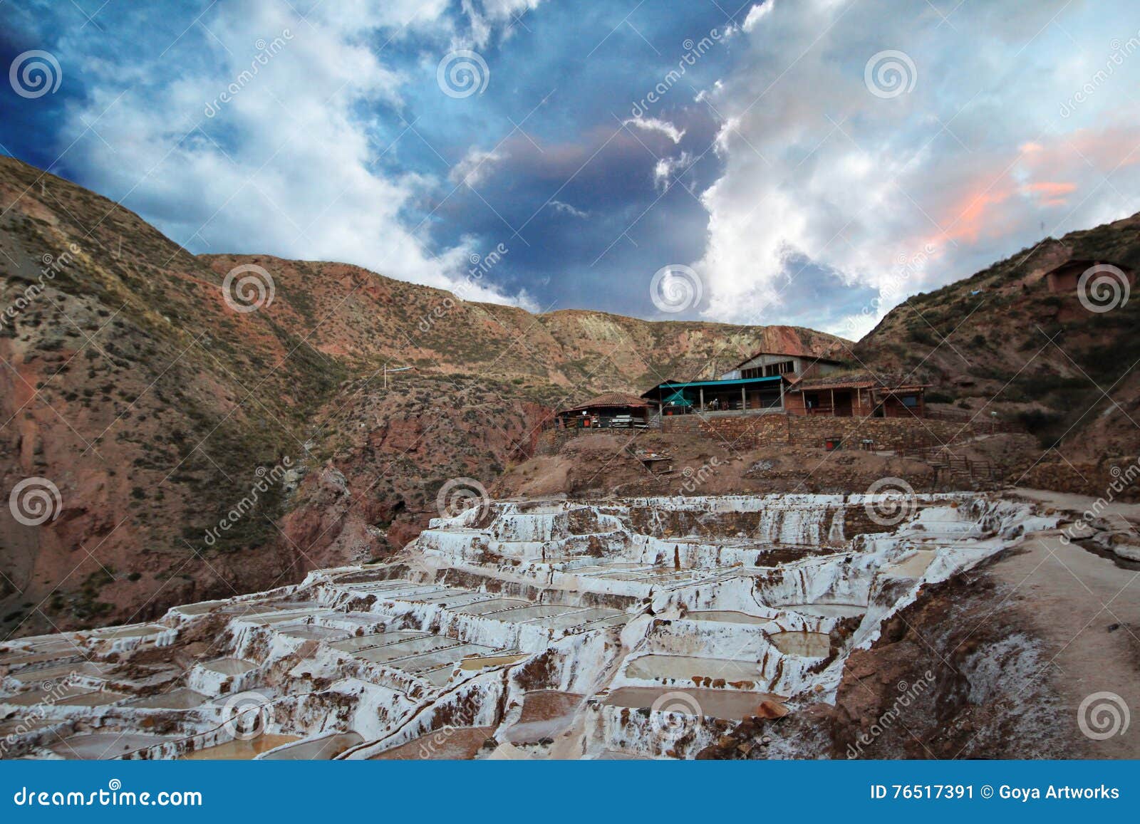 Salt mines in Peru stock image. Image of mineral, basins - 76517391