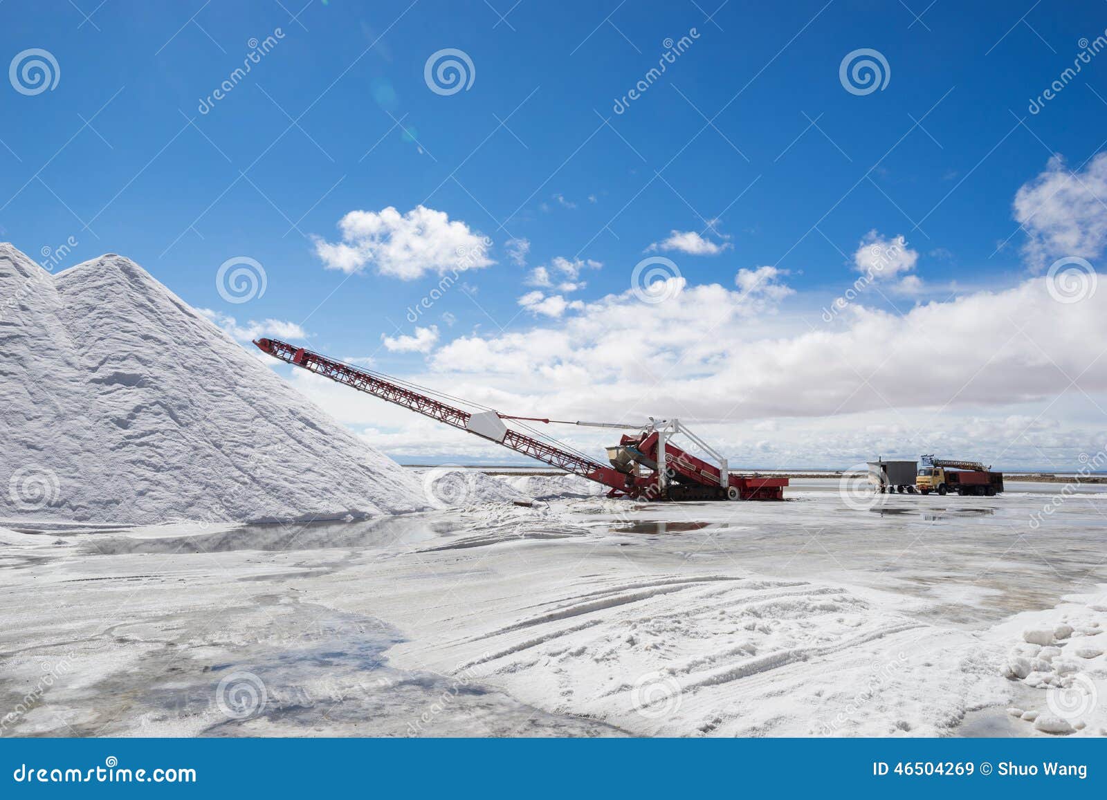 Salt mining equipment stock image. Image of loader, lake - 46504269