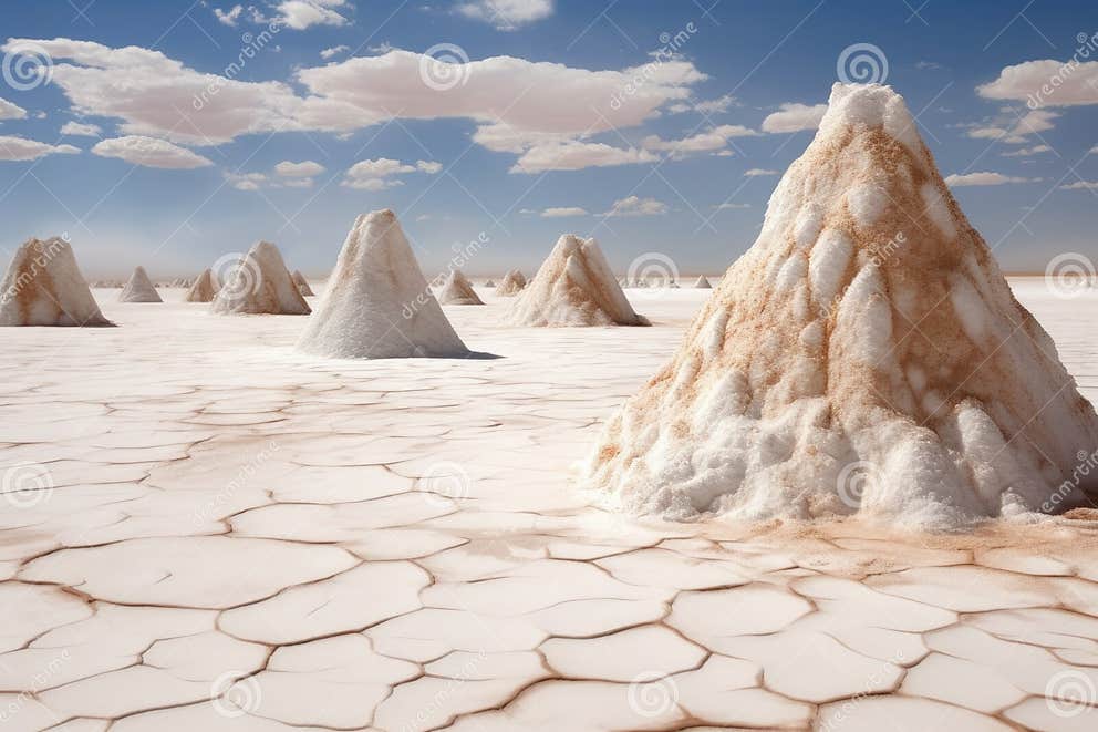 Salt Mounds Created by Wind on the Desolate Plains Stock Image - Image ...