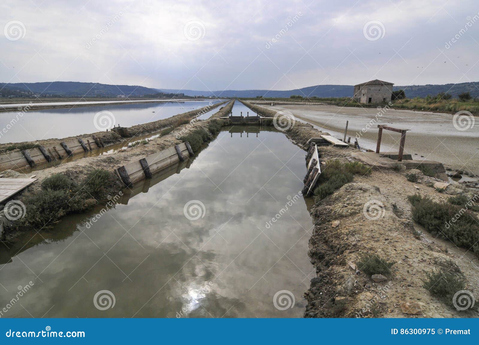 Salt pan2 stock image. Image of mountain, channel, hill - 86300975