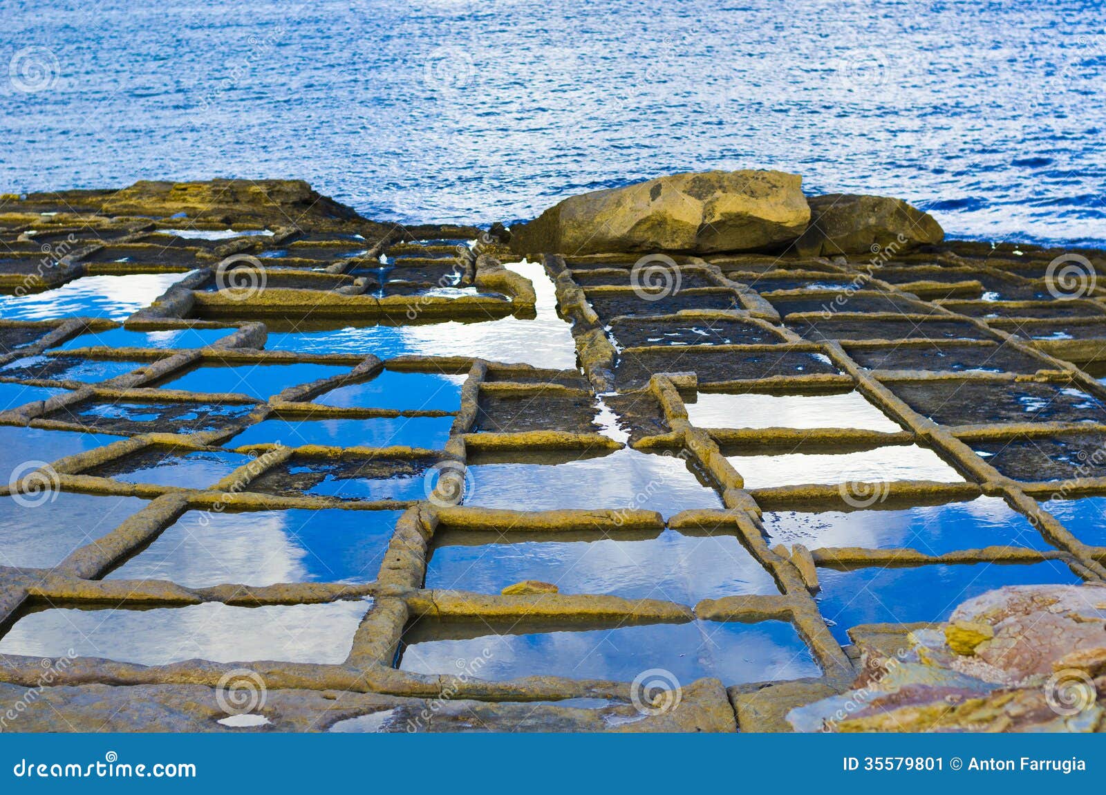 Salt pans in Marsaskala stock image. Image of ponds, evaporating - 35579801