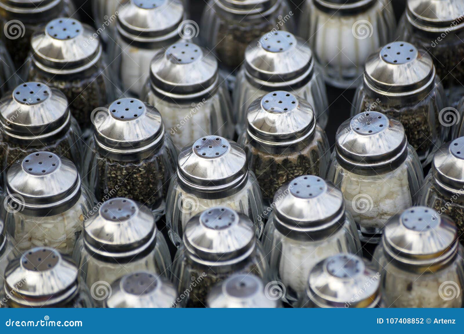 Salt and Pepper stock photo. Image of peppercorns, glass - 107408852
