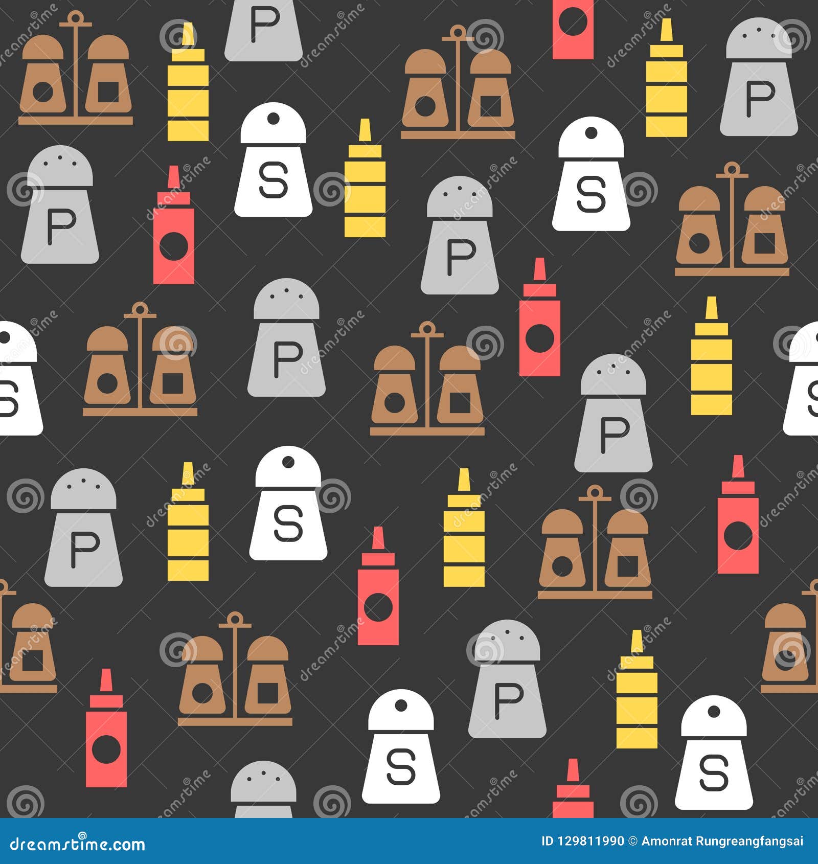 Salt and Pepper Shaker Bottle Seamless Pattern for Wallpaper or Stock ...