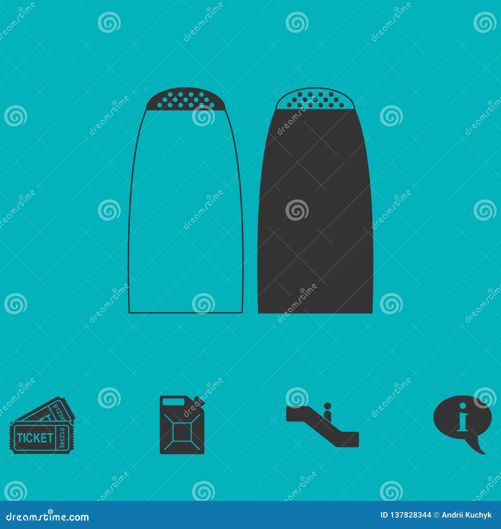 Salt and Pepper Shakers Icon Flat Stock Vector - Illustration of cook ...
