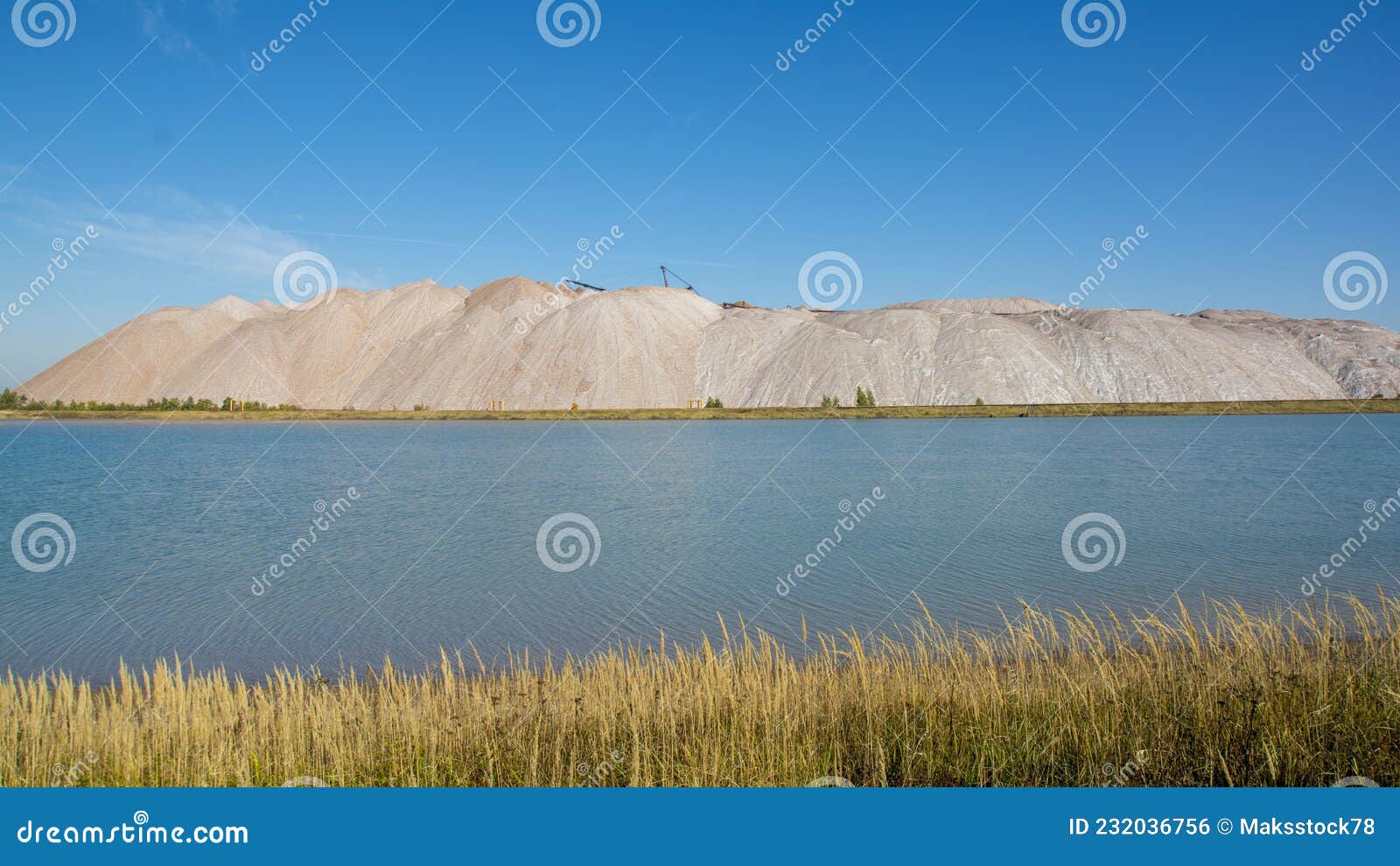 Salt Piles and Water Pool. Open-pit Potash Mining Stock Photo - Image ...