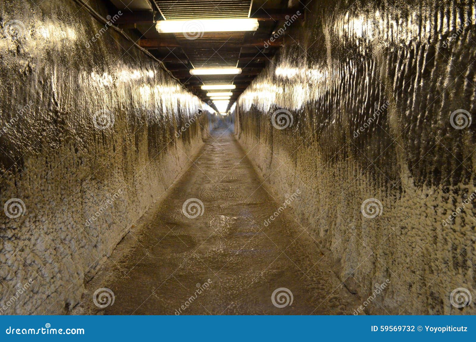 Salt quarry corridor editorial photography. Image of exploration - 59569732