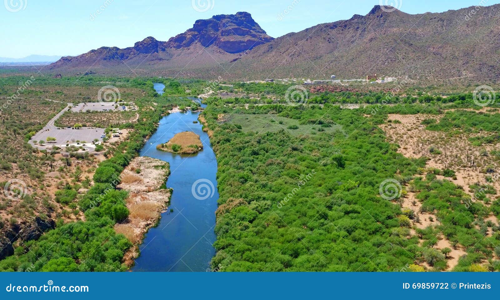 The Salt River And Surrounding Mountains With Fall Colored Desert ...