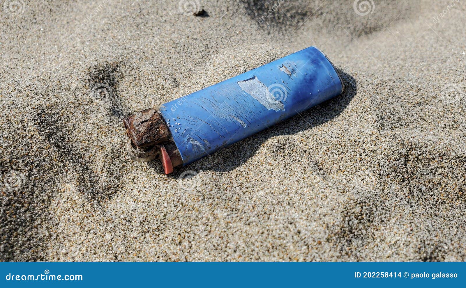 Salt Rust Corroded Plastic Lighter Discarded on Sandy Sea Ecosystem ...