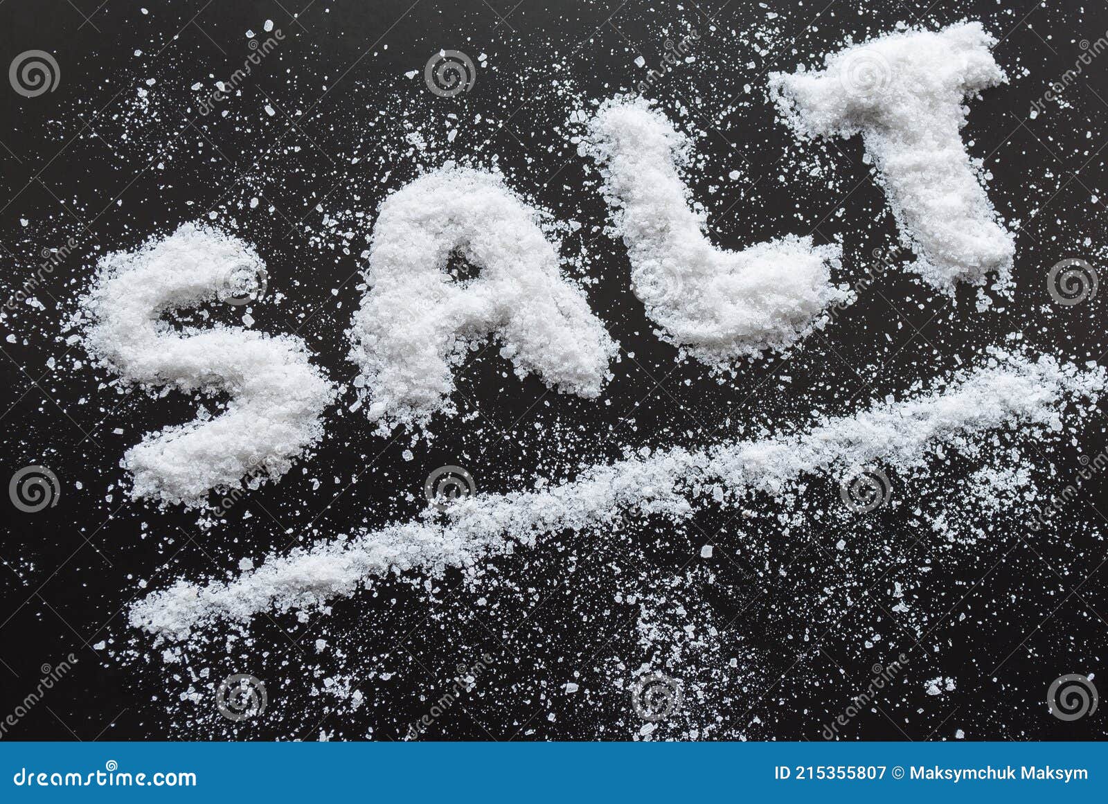 Salt Scattered on the Table White on Black Stock Image - Image of spice ...