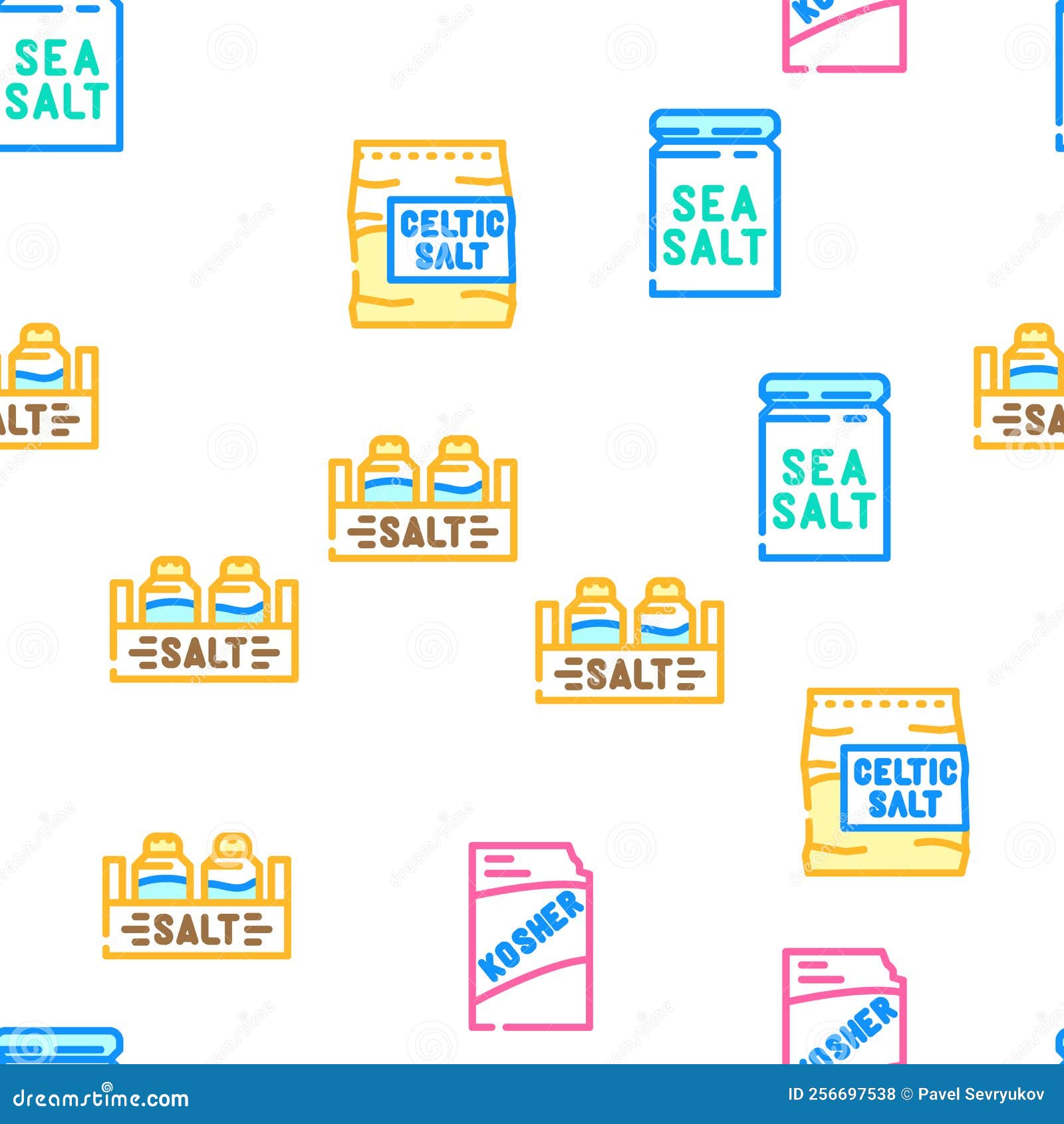 Salt Sea Food Crystal Powder Vector Seamless Pattern Stock Illustration ...