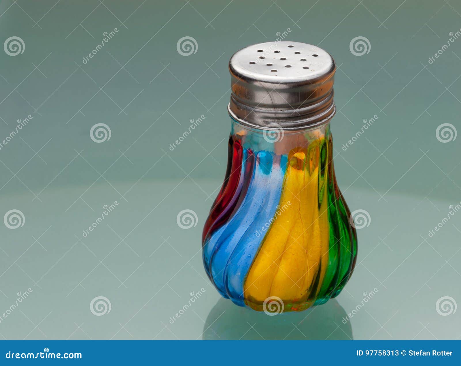 Salt Shaker Made of Coloured Glass Stock Image - Image of glass, steel ...