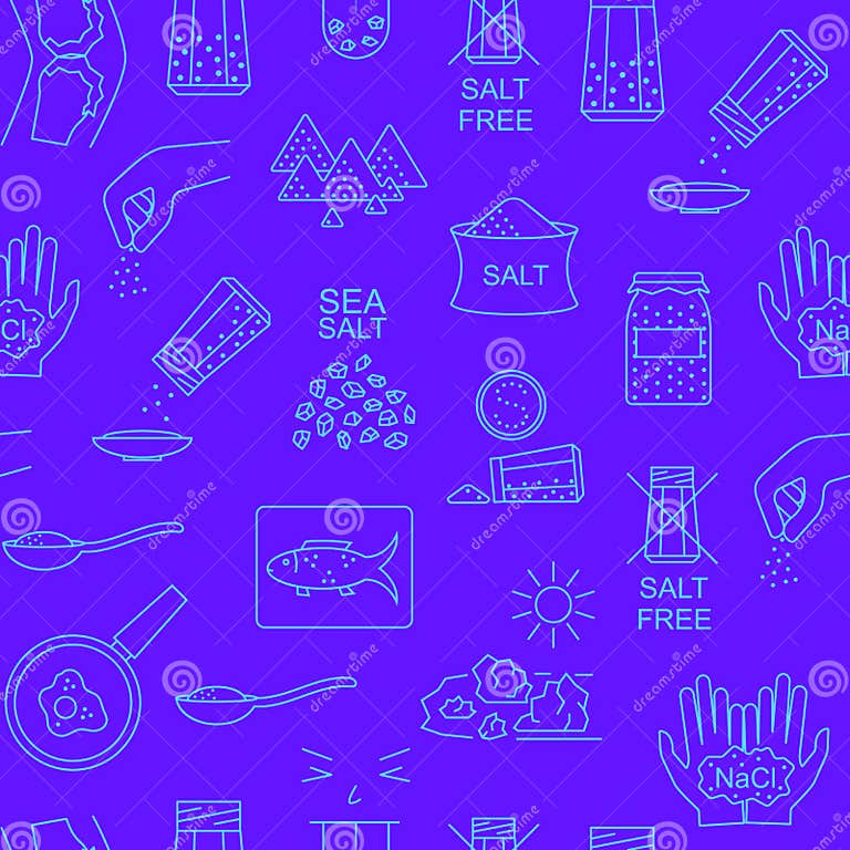 Salt Signs Thin Line Seamless Pattern Background. Vector Stock Vector ...