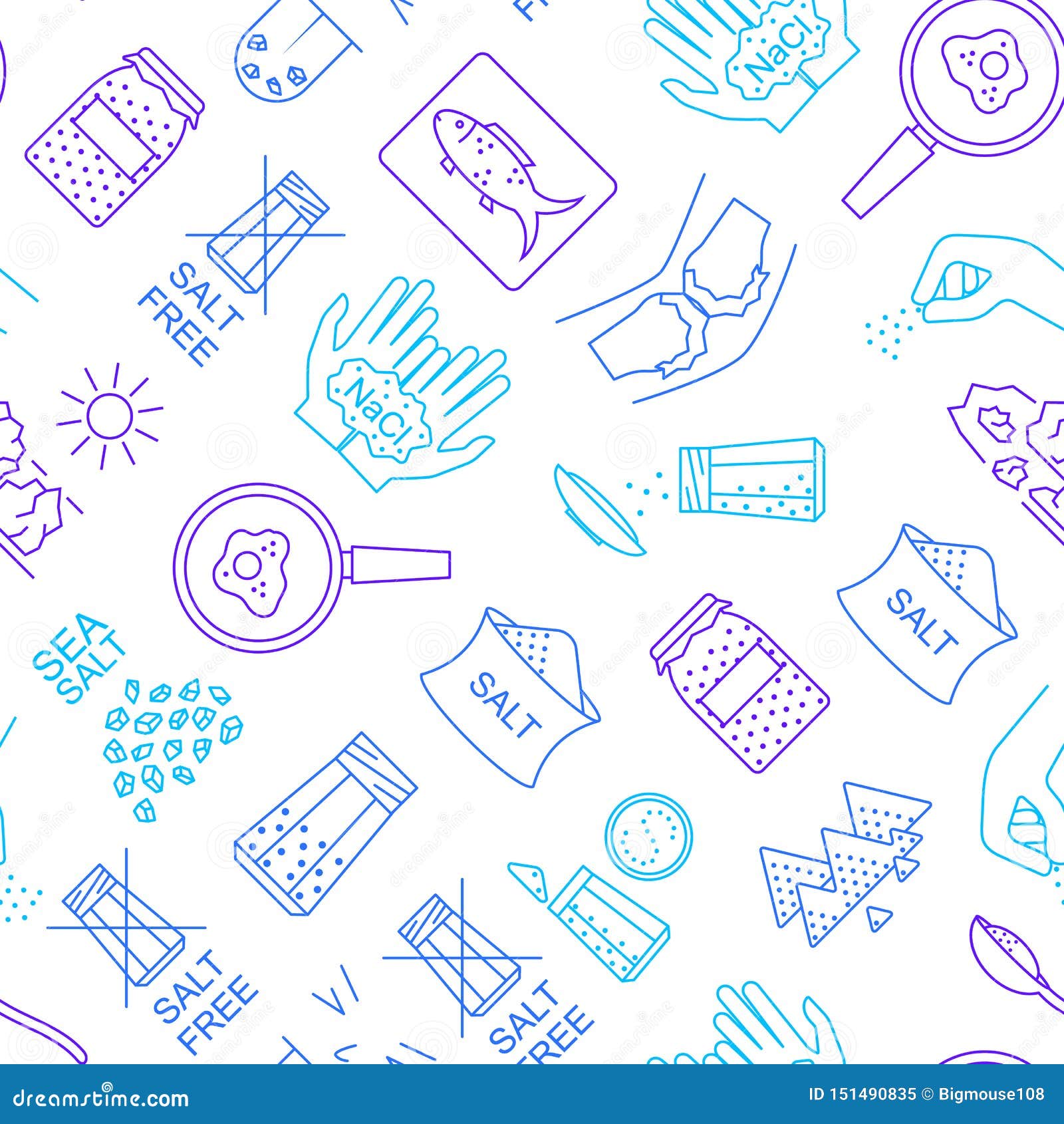 Salt Signs Thin Line Seamless Pattern Background. Vector Stock Vector ...