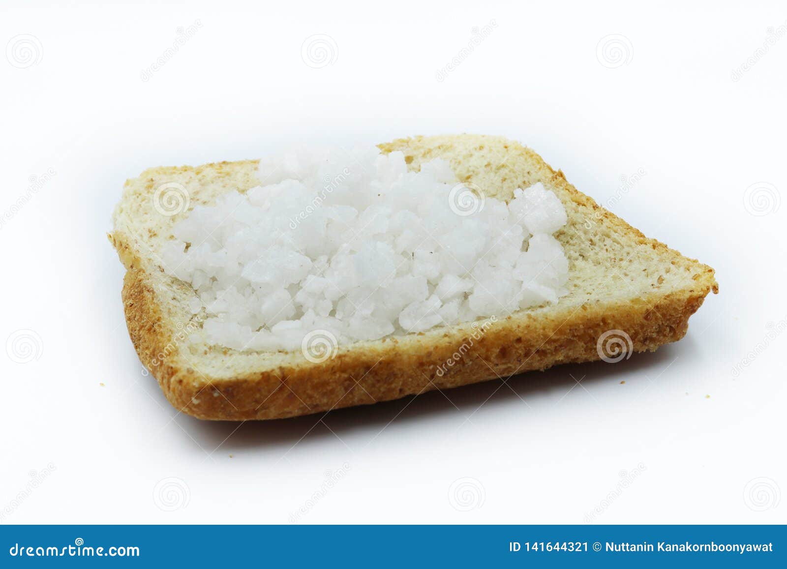 Salt on Slice Breads Isolated on White Background Stock Image - Image ...