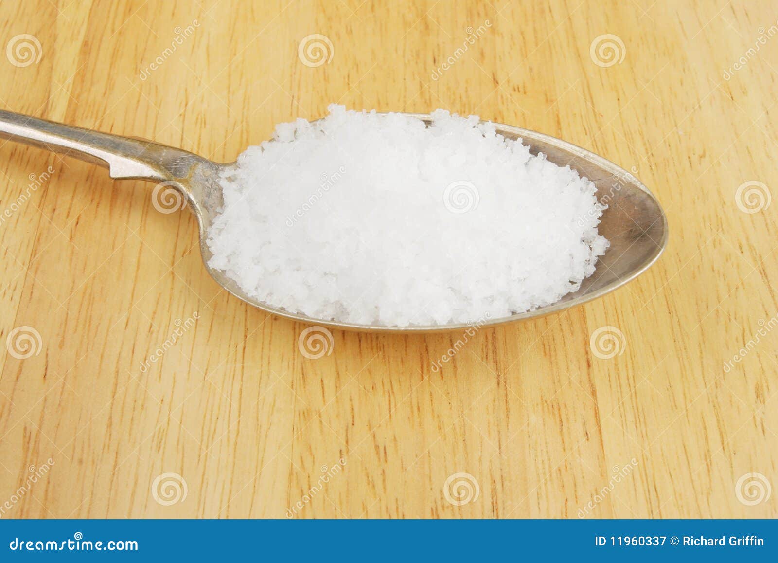 Salt in spoon stock image. Image of silver, food, crystal - 11960337