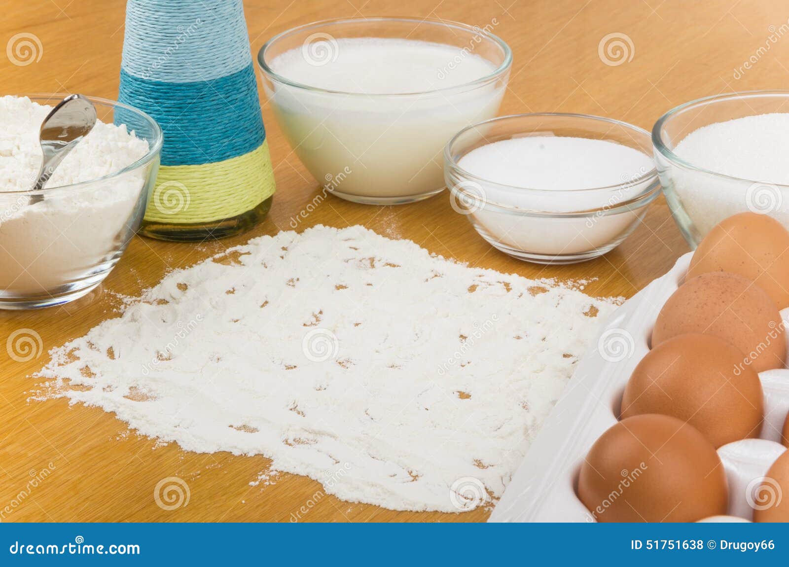 Salt, Sugar, Oil Bottle and Flour Stock Photo - Image of fragility ...
