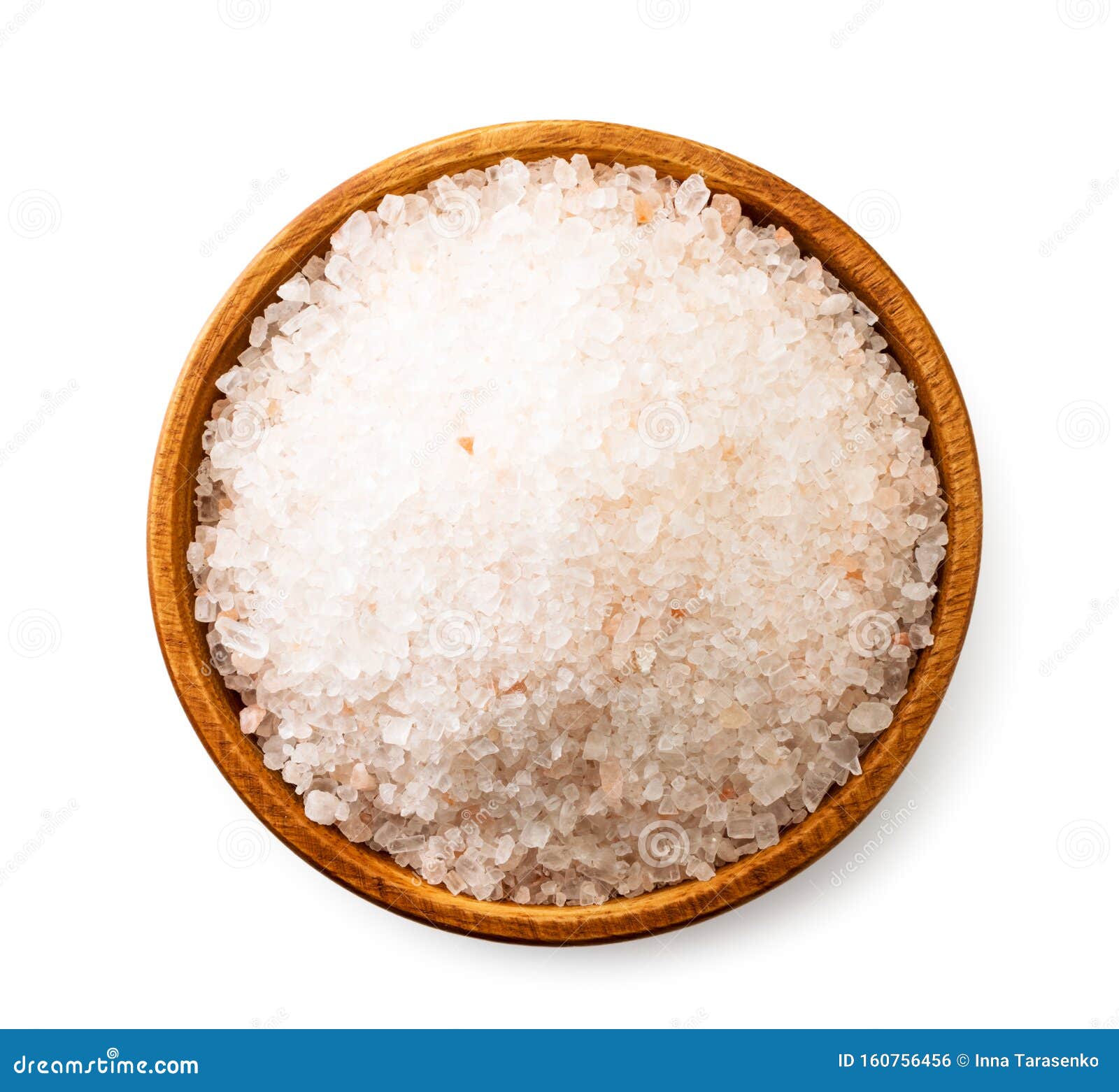 Salt in a Wooden Plate on a White Background. the View of Top. Stock ...