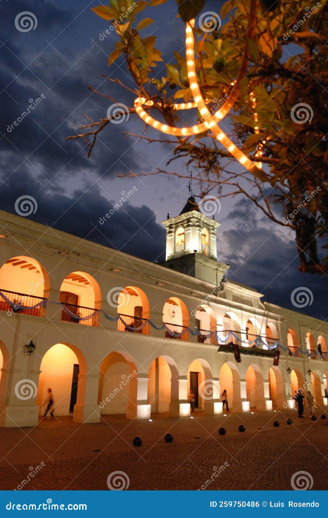 The Salta Cabildo, a Colonial Building in Salta, Argentina at Night ...