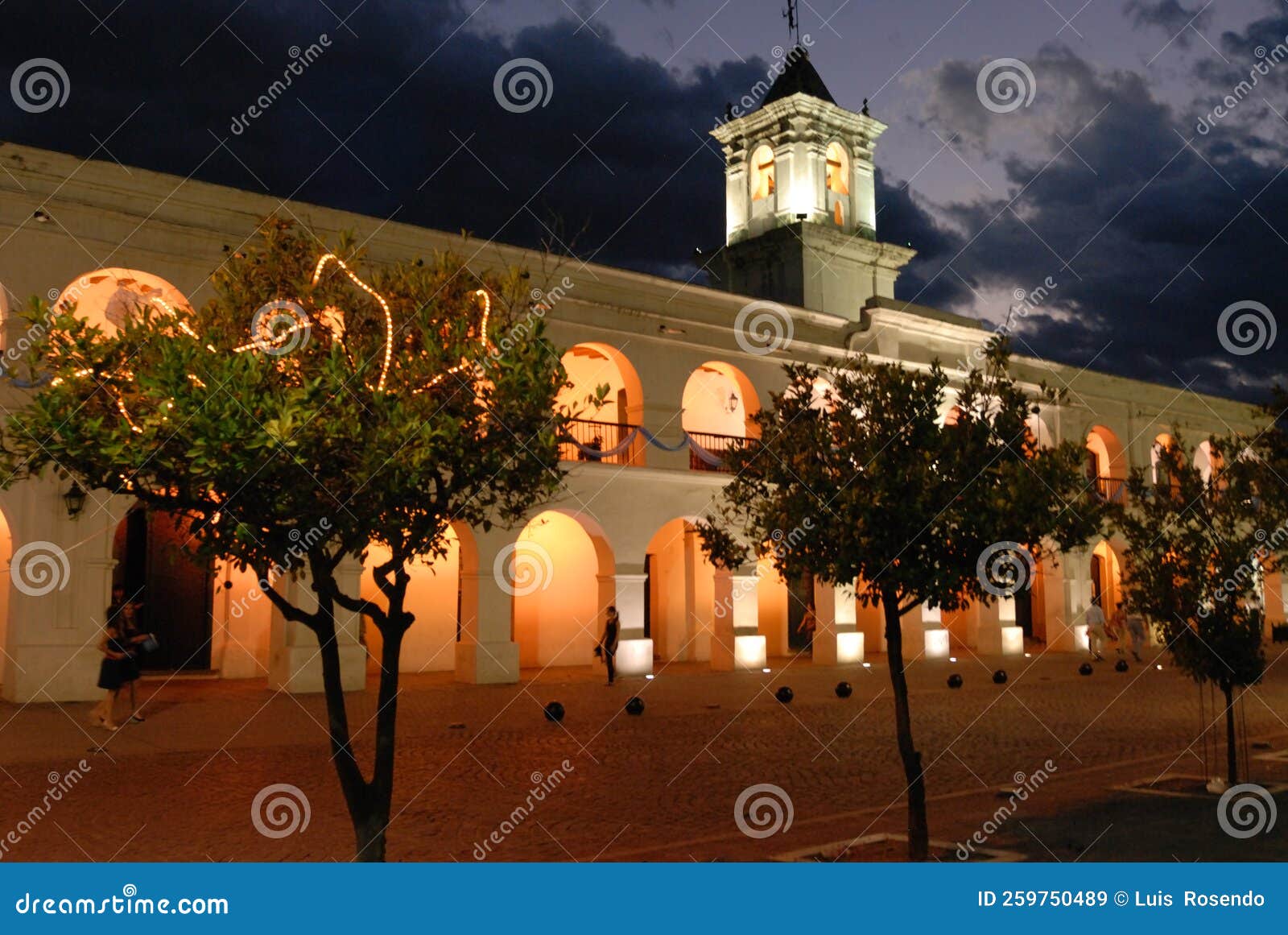 The Salta Cabildo, a Colonial Building in Salta, Argentina at Night ...