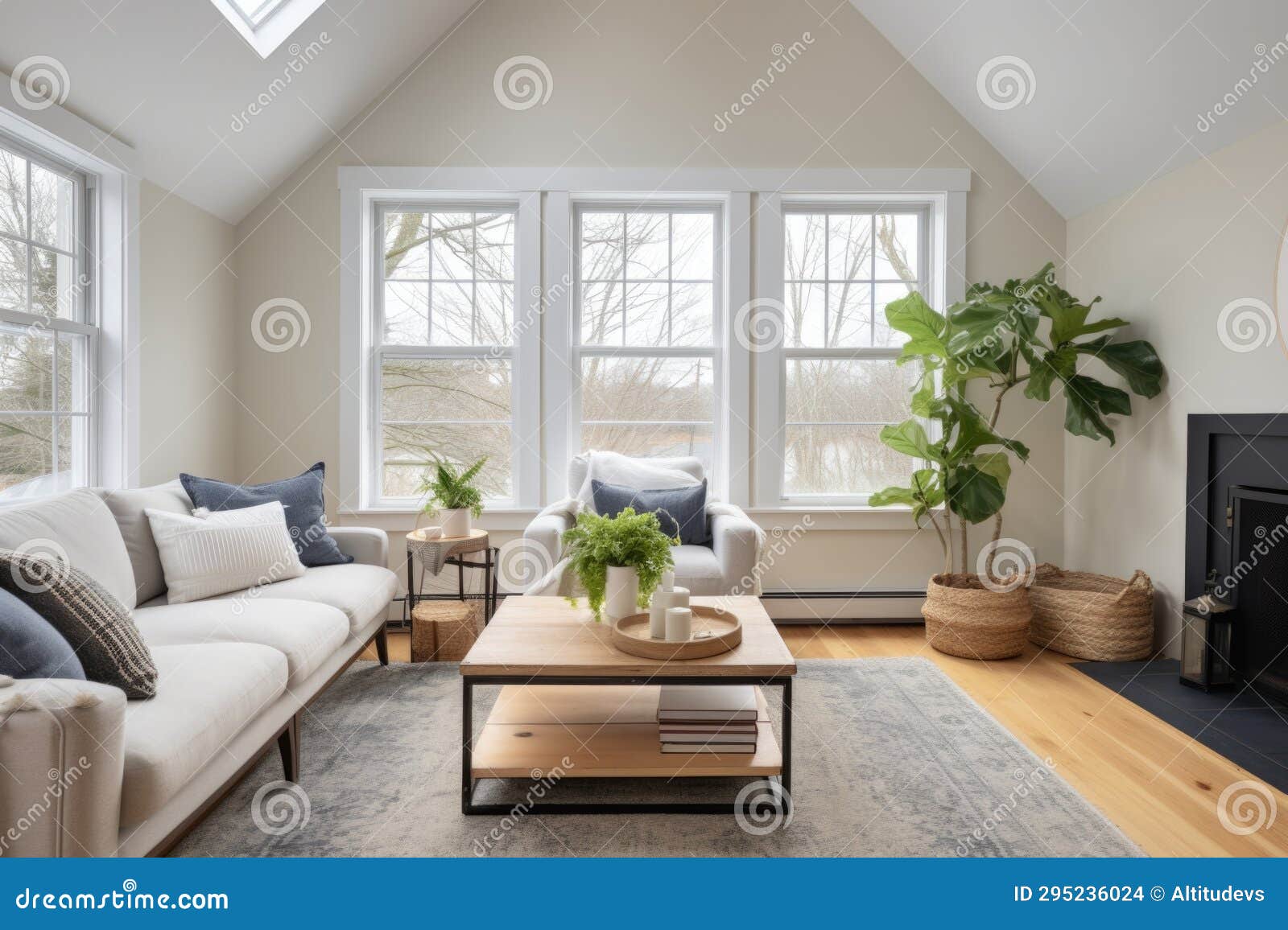 Saltbox House with Simple yet Modern Interior Color Palette Stock Photo ...