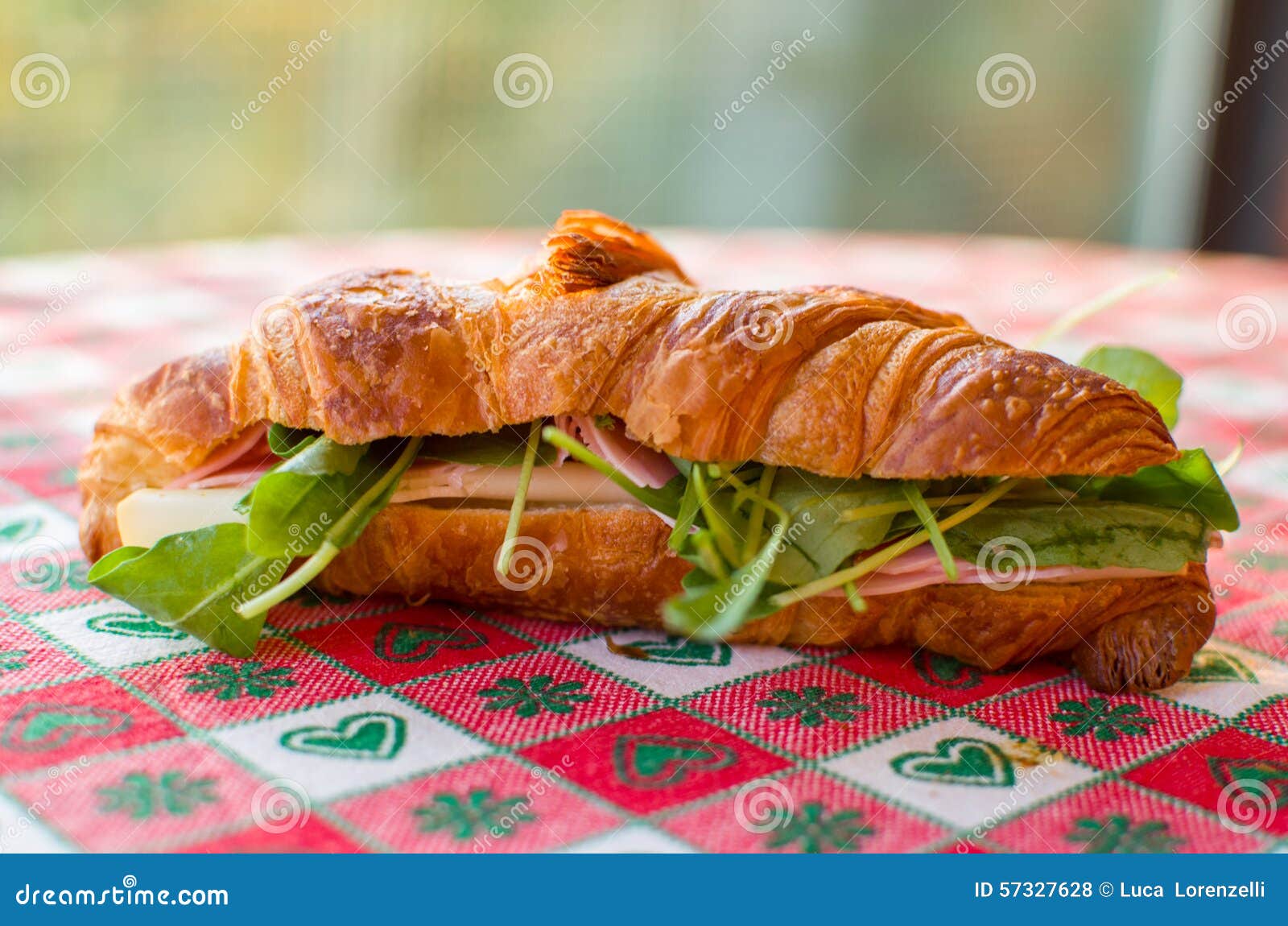 Salted Brioche with Salad and Ham Stock Photo - Image of gourmet, black ...