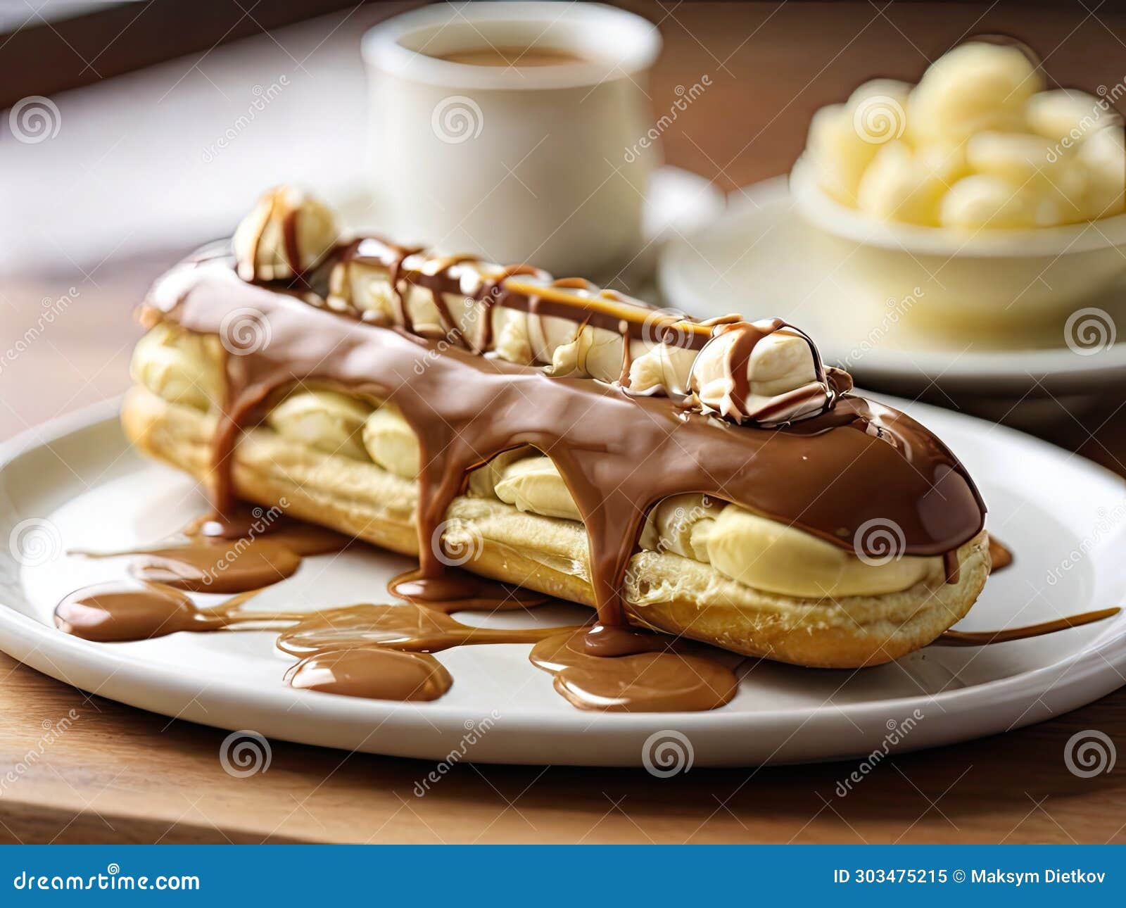 Salted Caramel Banana Eclair Stock Illustration - Illustration of ...