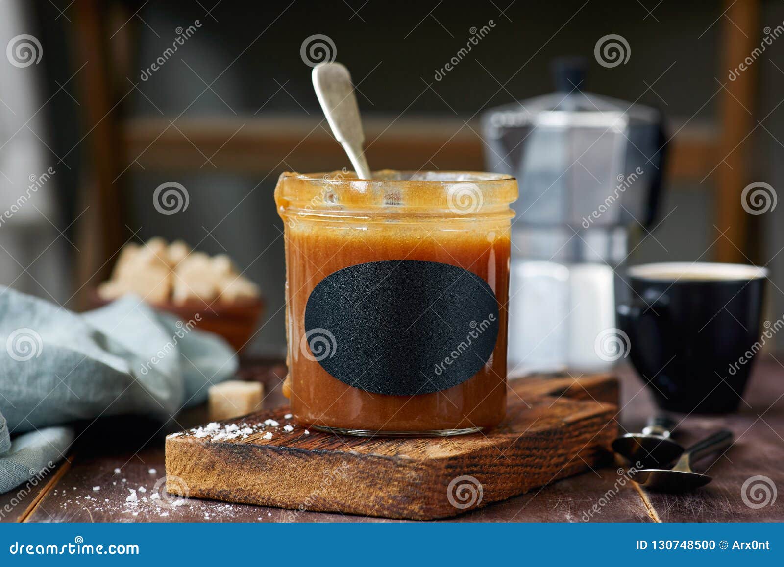 Salted Caramel Sauce in Jar Stock Photo - Image of calories, cooking ...