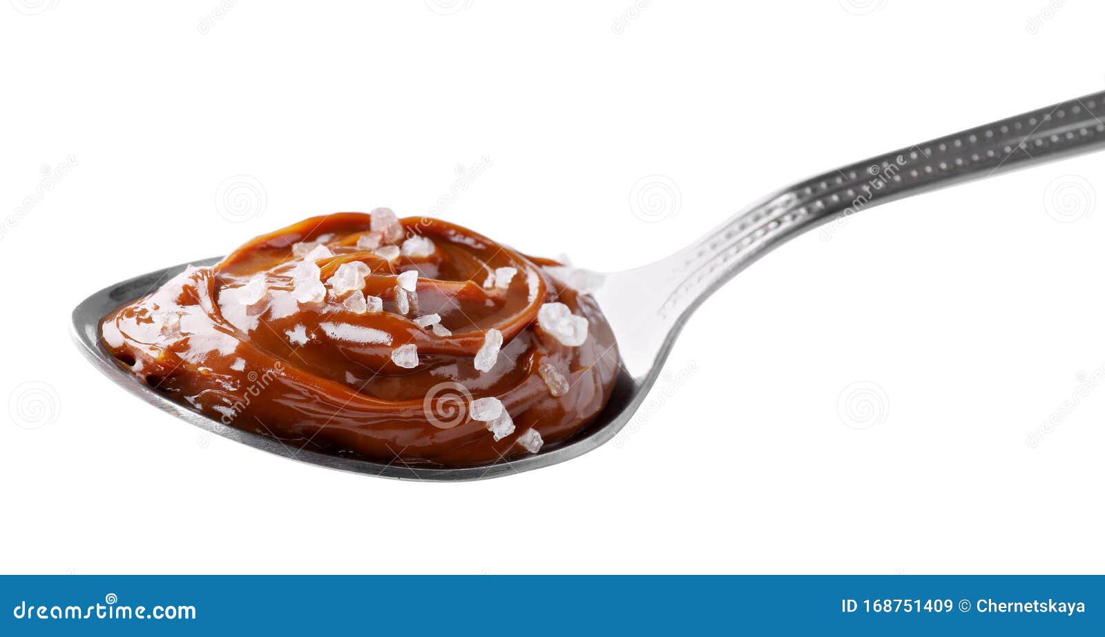 Salted Caramel in Spoon on White Stock Image - Image of gourmet ...