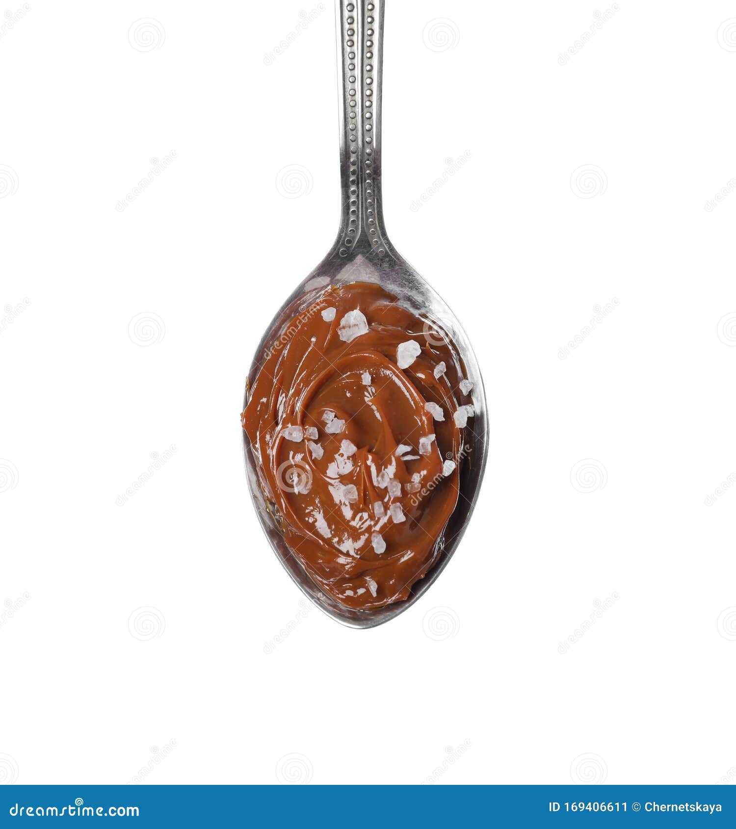 Salted caramel in spoon stock image. Image of trendy - 169406611
