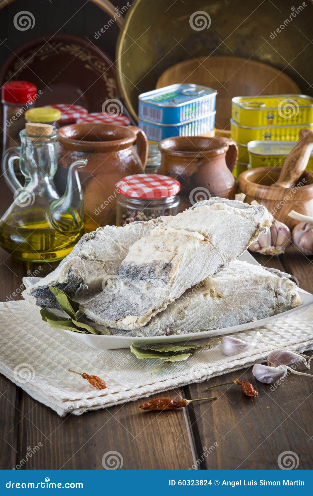 Salted Cod Cut on the Table of the Kitchen Stock Photo - Image of fish ...