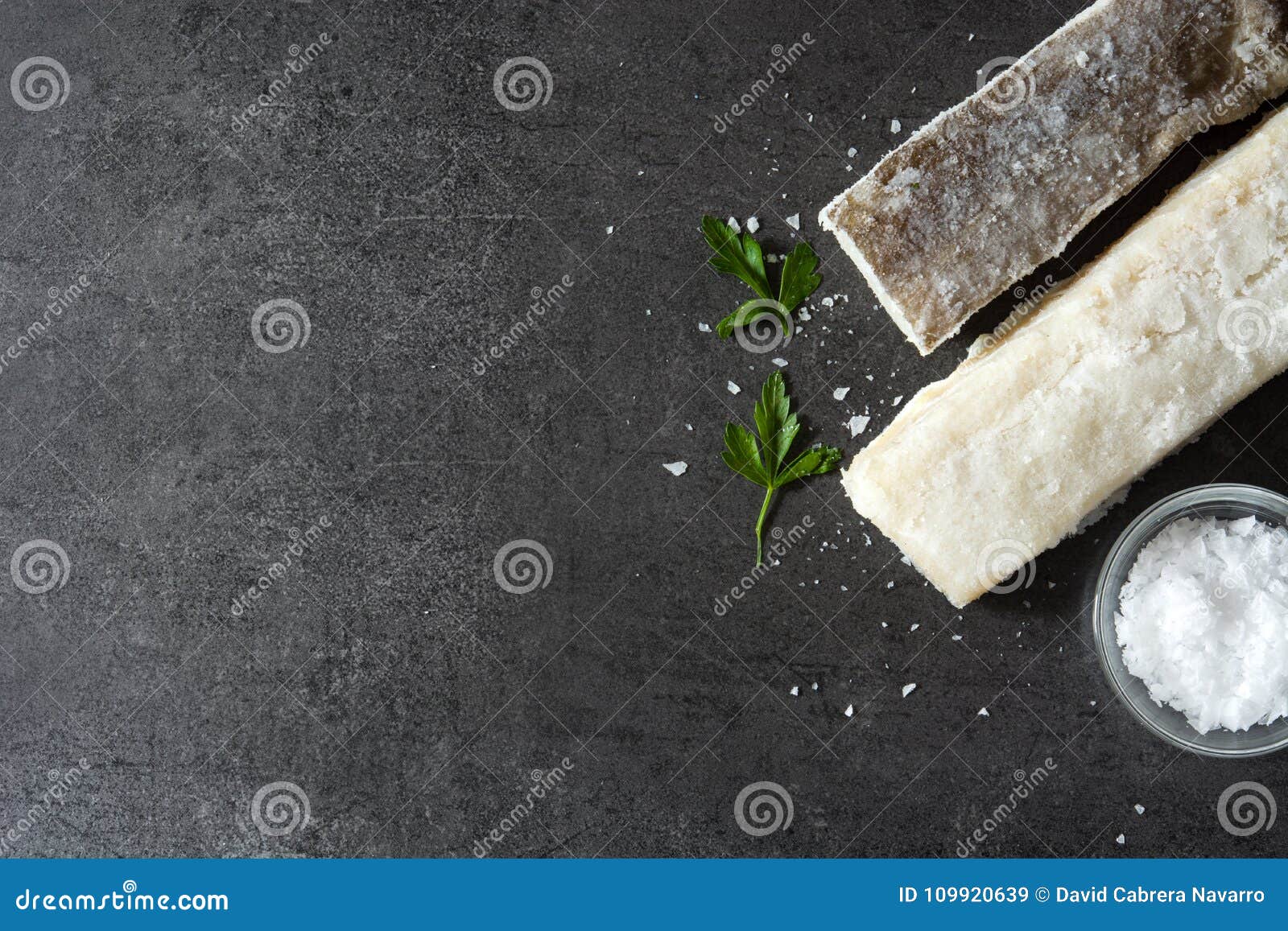 Salted Dried Cod on Black Stone. Typical Easter Food Stock Image ...
