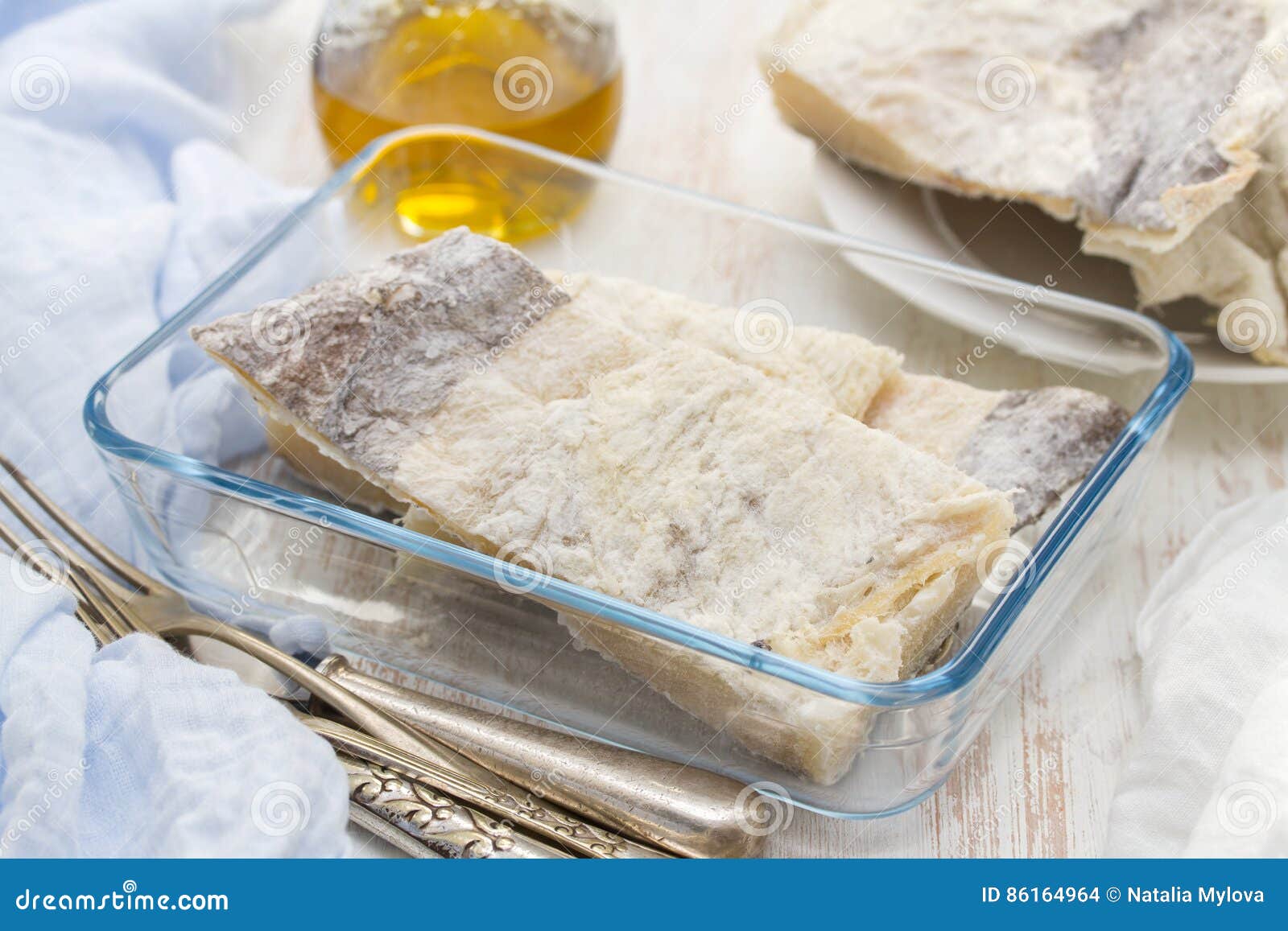 Salted Dry Cod Fish on Dish Stock Photo - Image of dietary, fish: 86164964