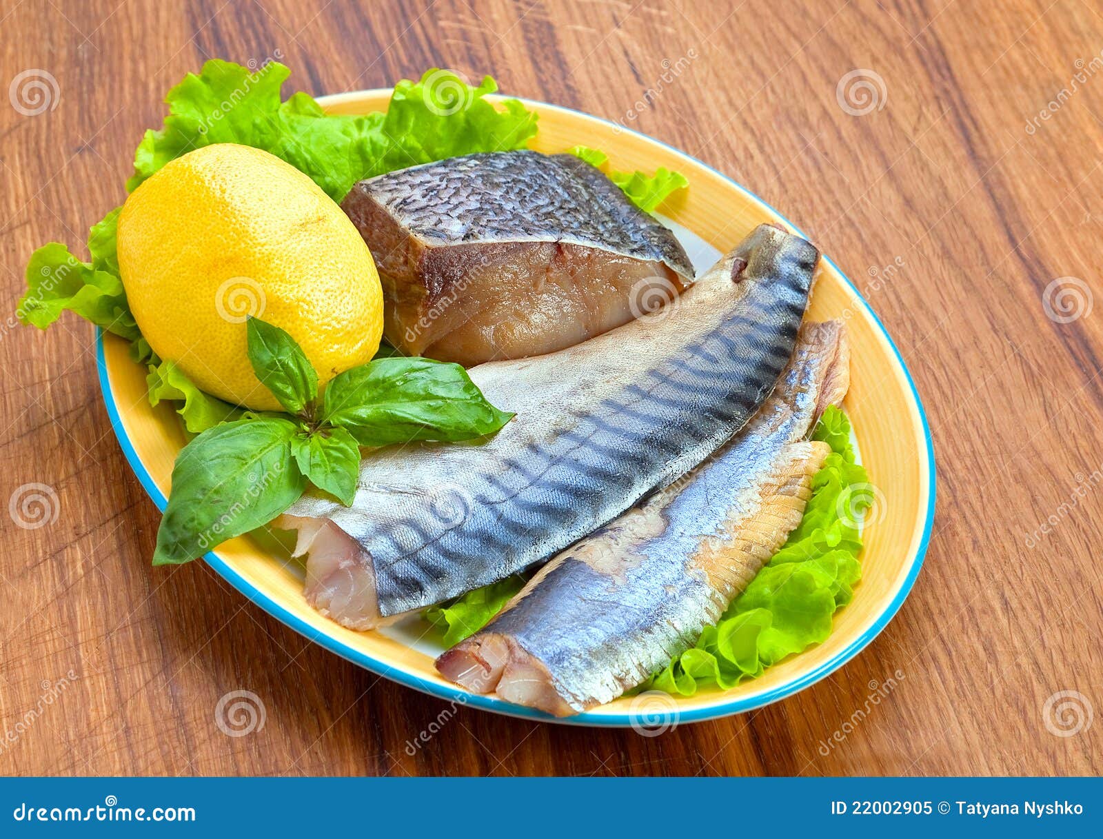 Salted fish stock image. Image of fish, lemon, wood, preparation - 22002905