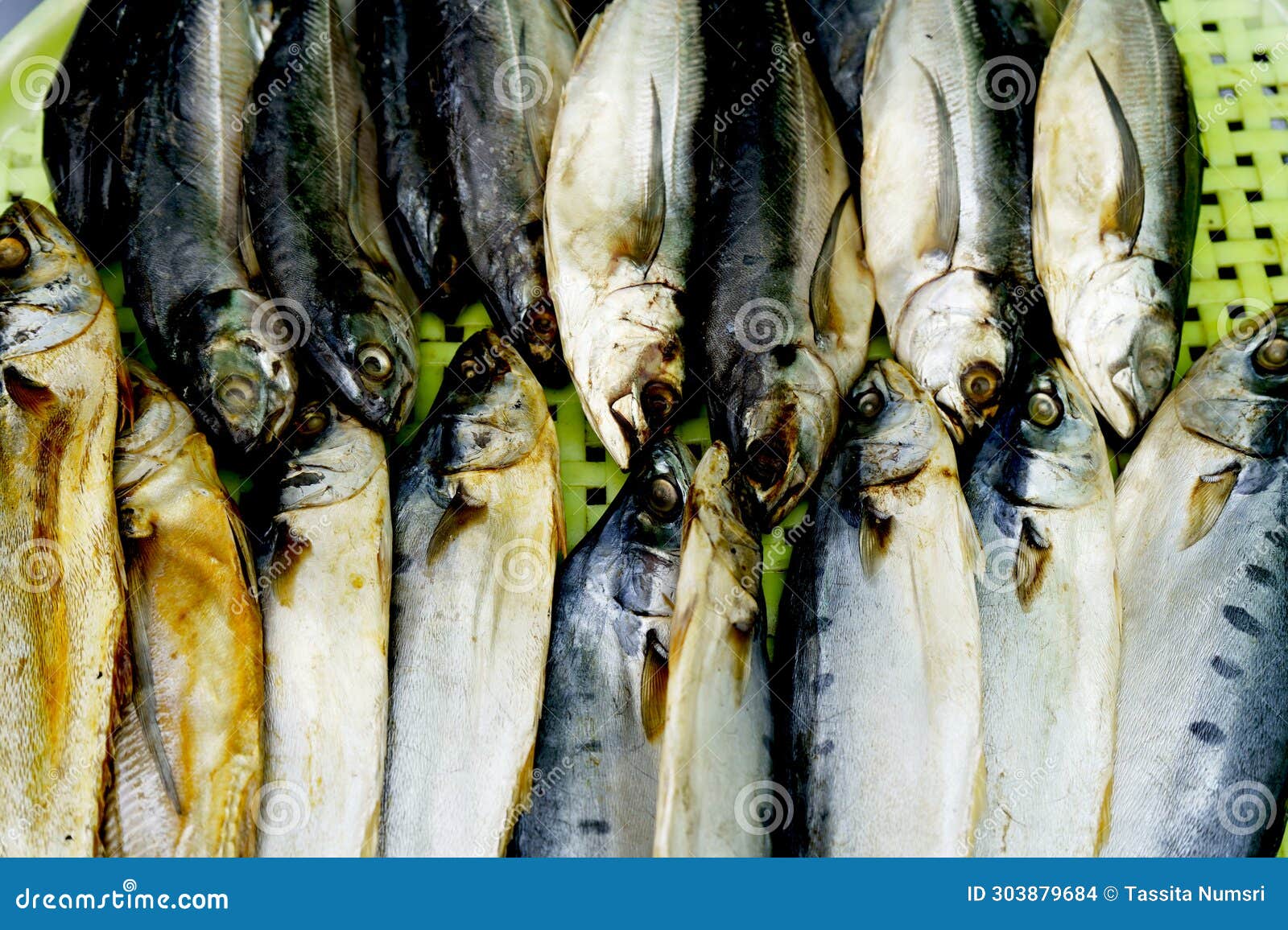 Salted Fish in a Container Basket at a Traditional Market Stock Photo ...
