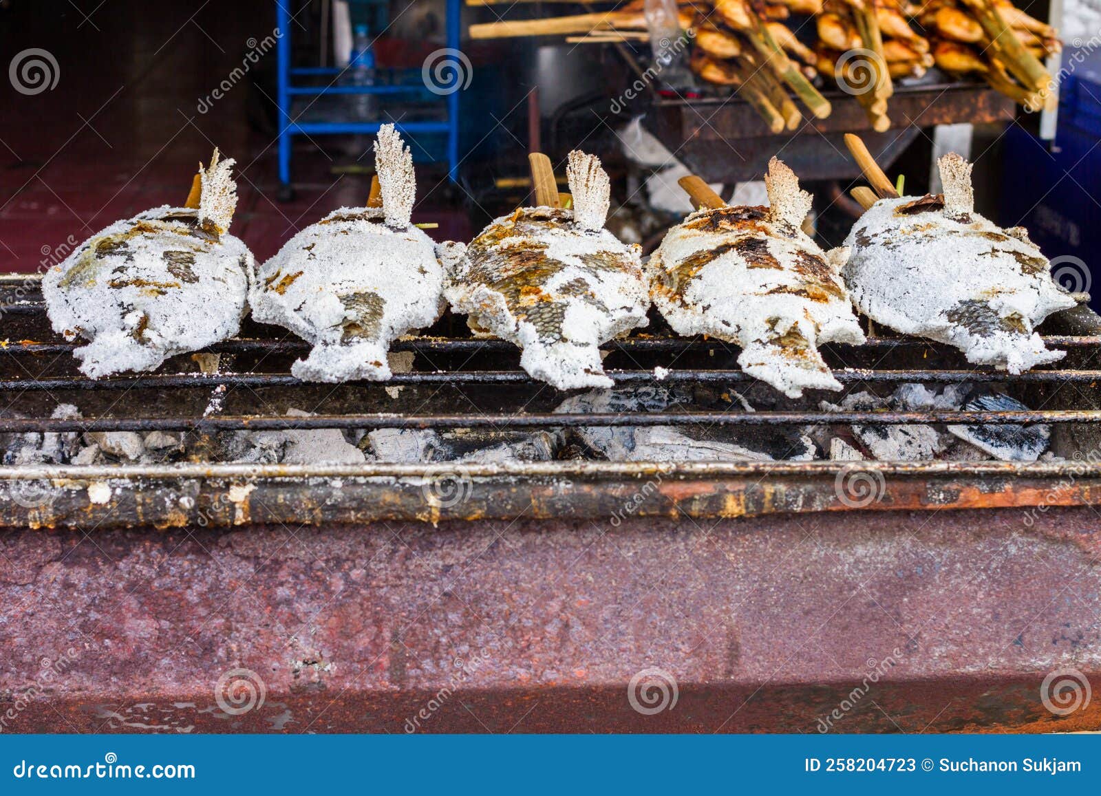 Salted Grill Snakehead Fish with Herbs Stock Image - Image of dinner ...
