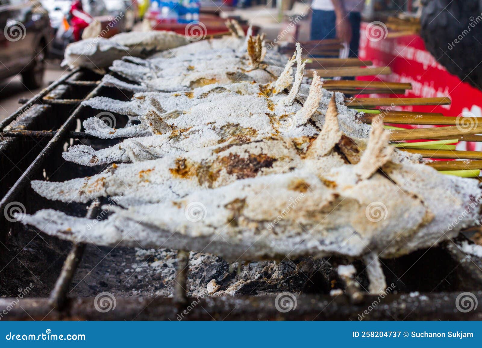 Salted Grill Snakehead Fish with Herbs Editorial Photography - Image of ...