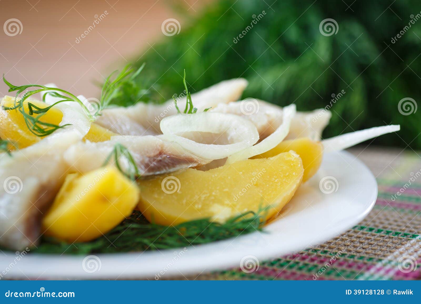 Salted Herring with Boiled Potatoes Stock Photo - Image of fillet ...