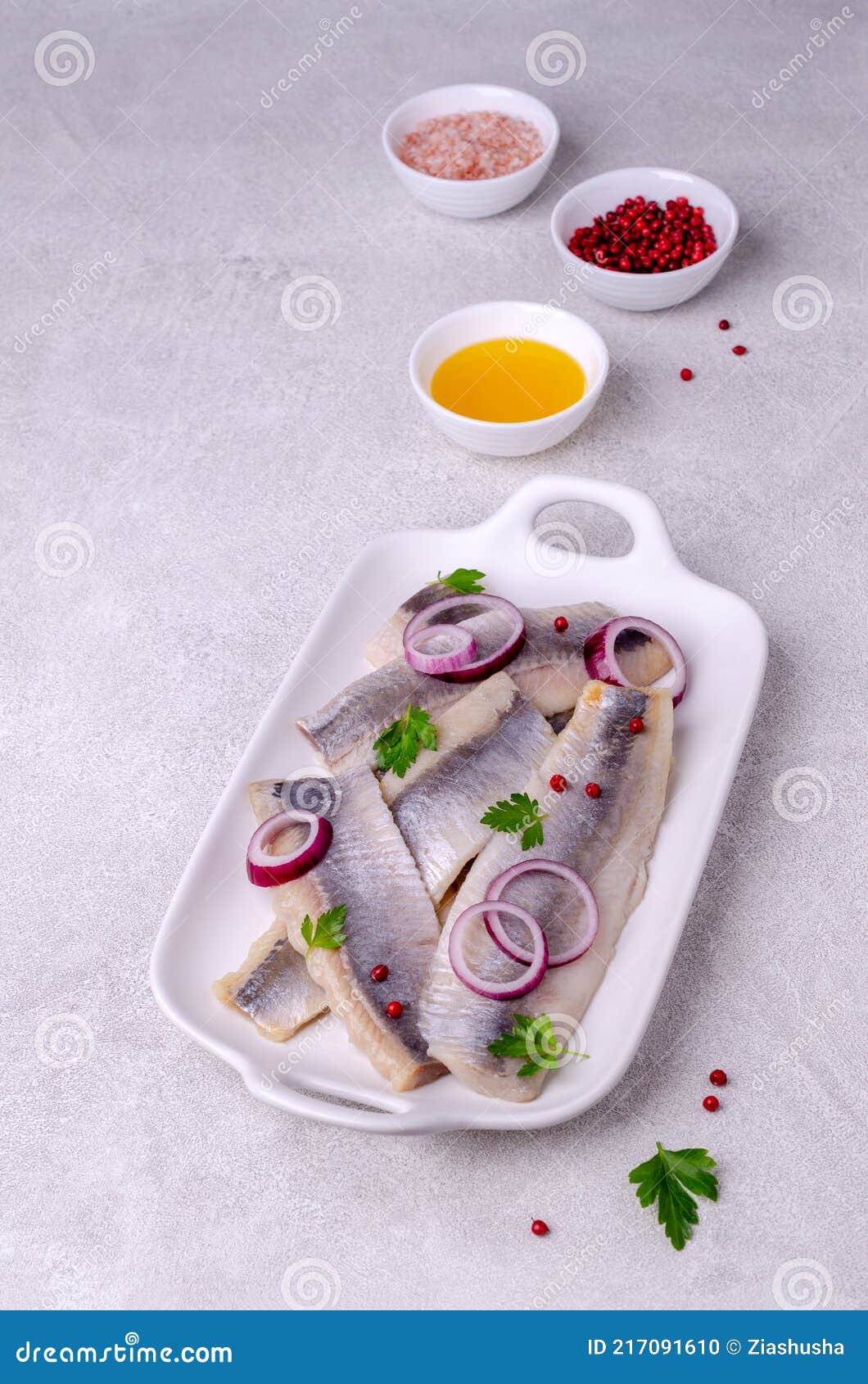 Salted herring fillet stock photo. Image of dutch, dinner - 217091610