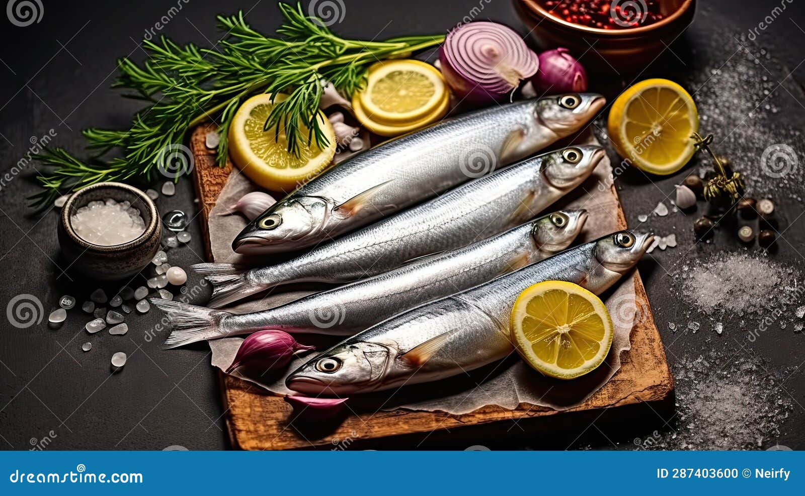 Salted herring fish stock photo. Image of cooking, table - 287403600