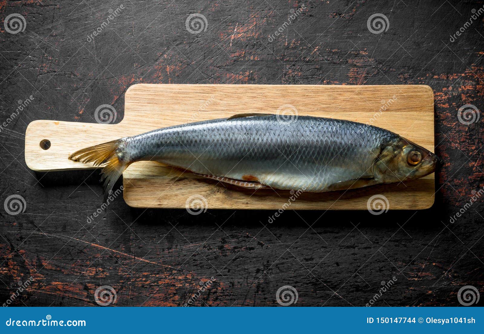 Salted Herring on a Wooden Cutting Board Stock Photo - Image of eating ...