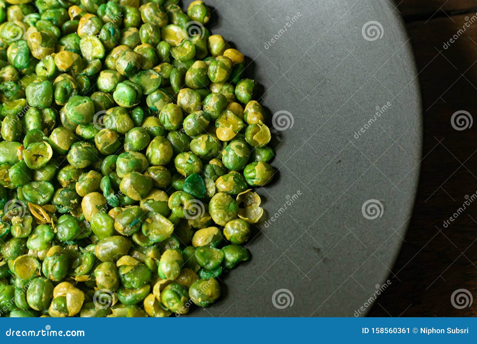 Salted Peas on Black Ceramic Plate Close Up Image Stock Image - Image ...