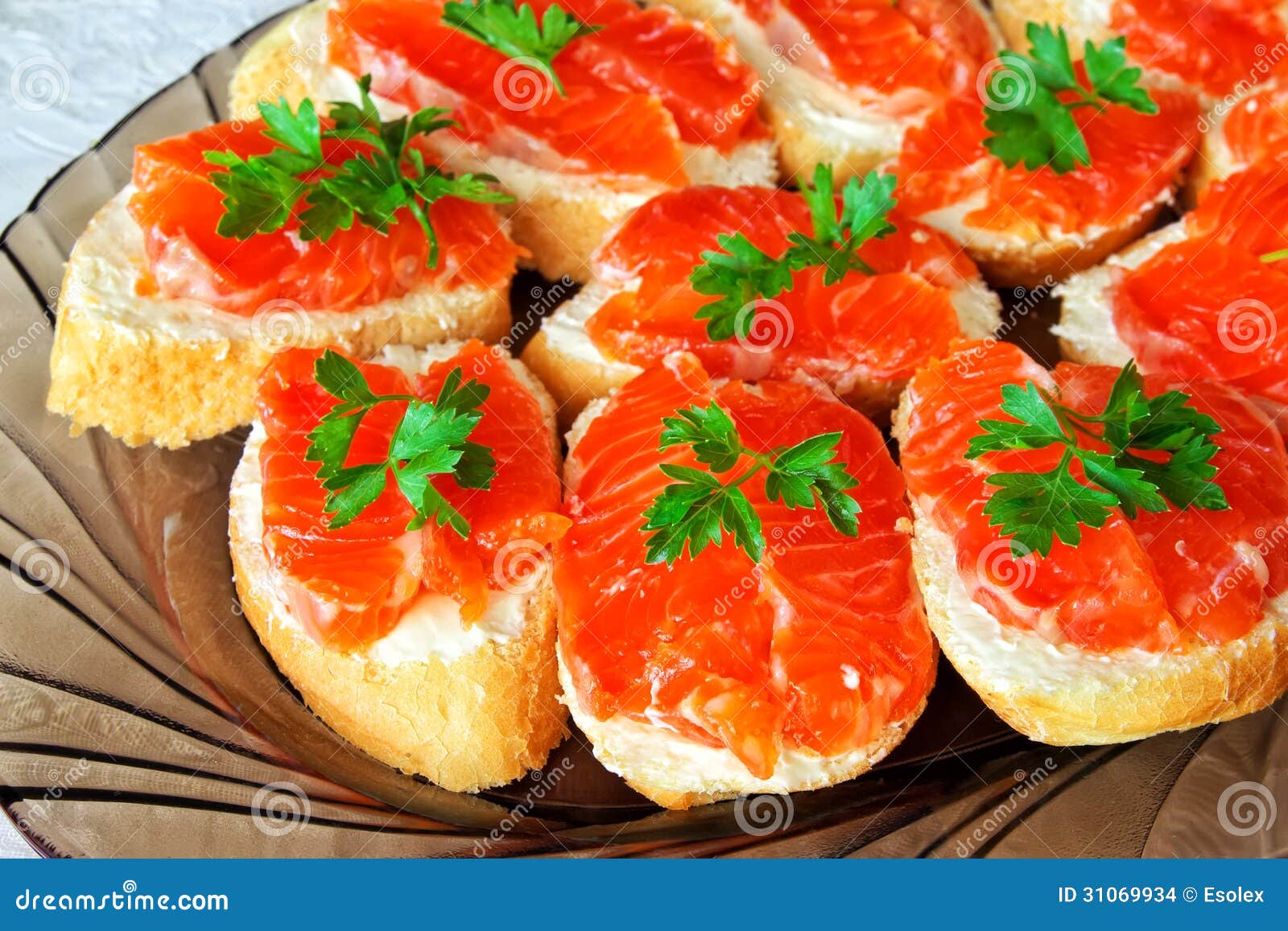 Salted Red Pieces of Salmon on a Bread Stock Photo - Image of ...